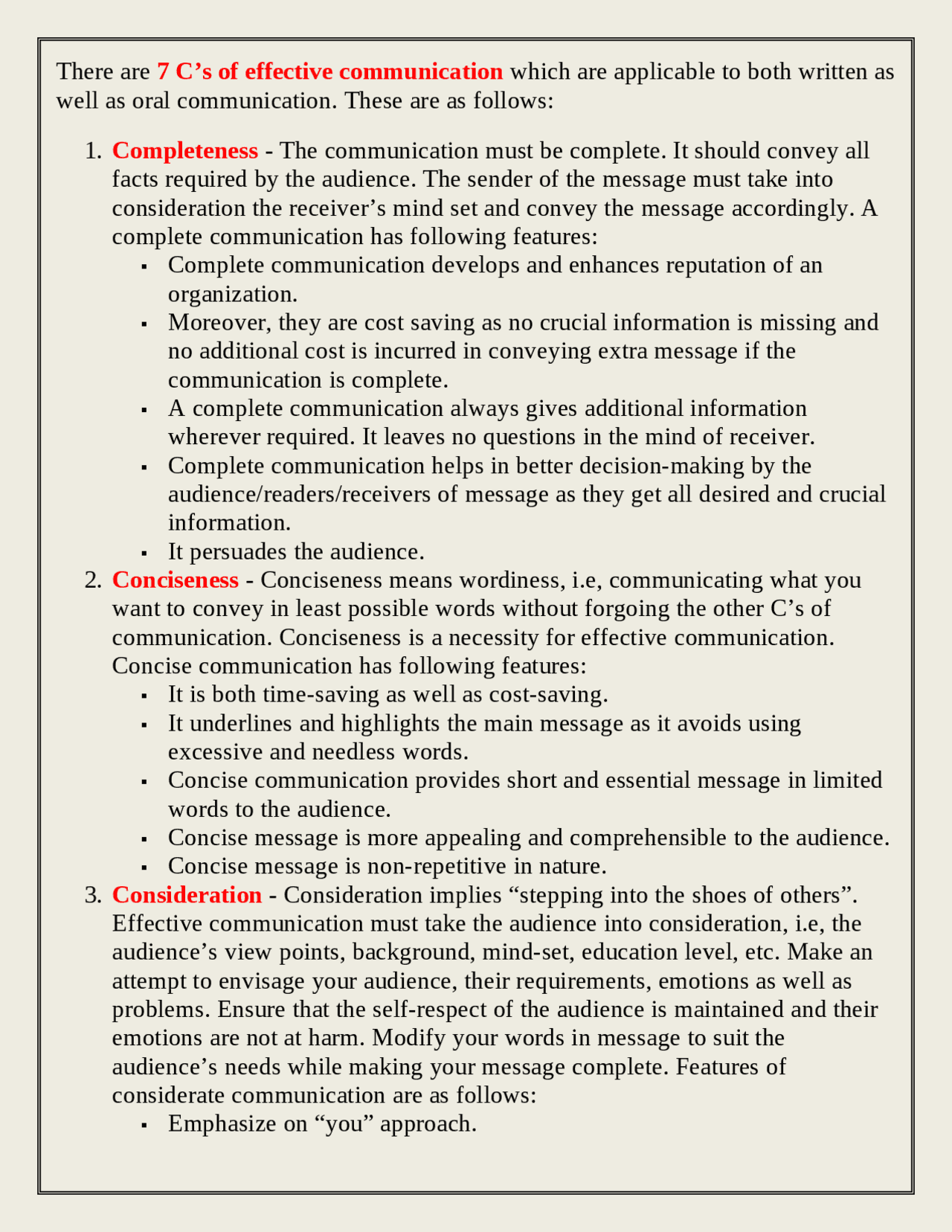 7 Cs Of Communication Docsity