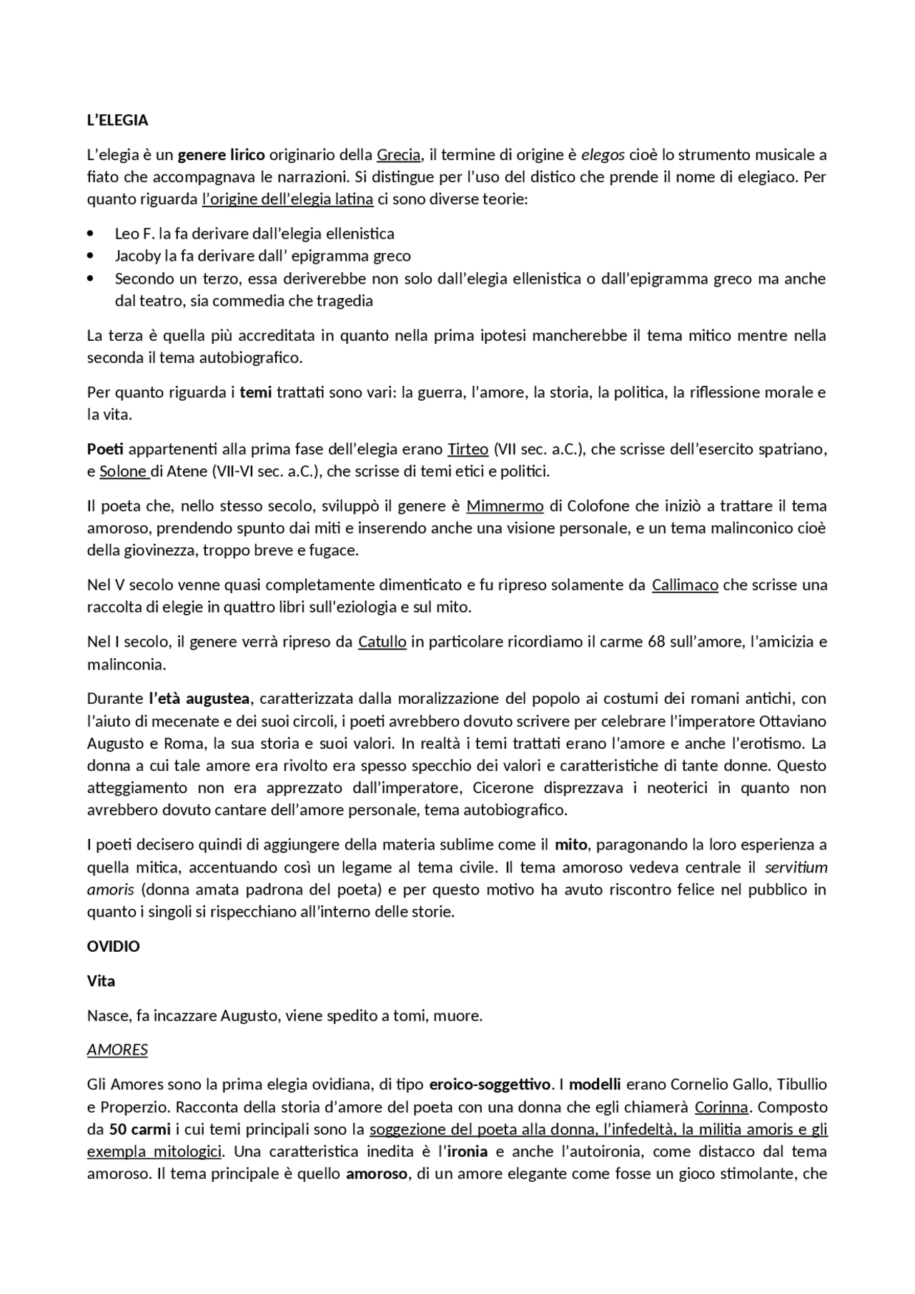 Latino Elegia E Ovidio Docsity