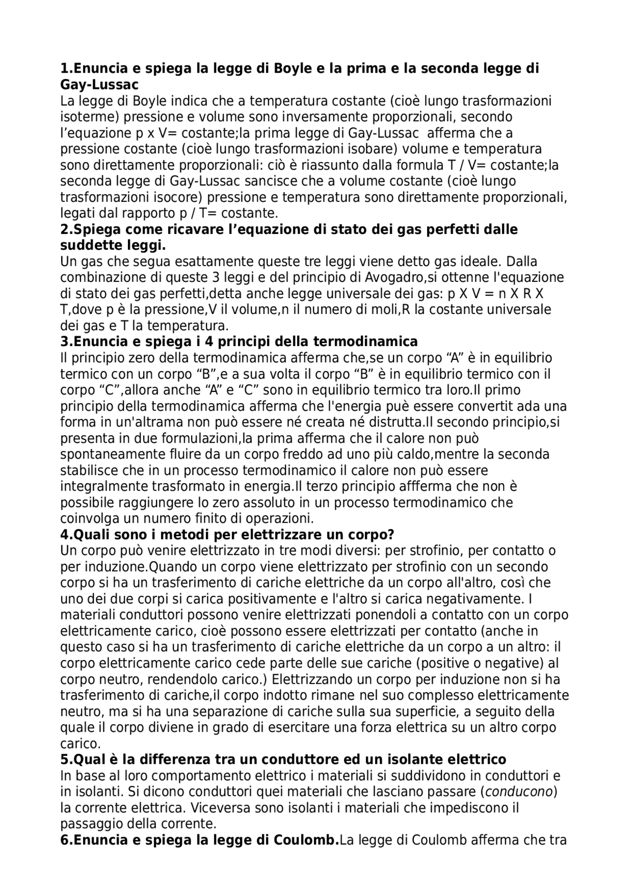 Campo Elettrico Fisica 5° Liceo Docsity