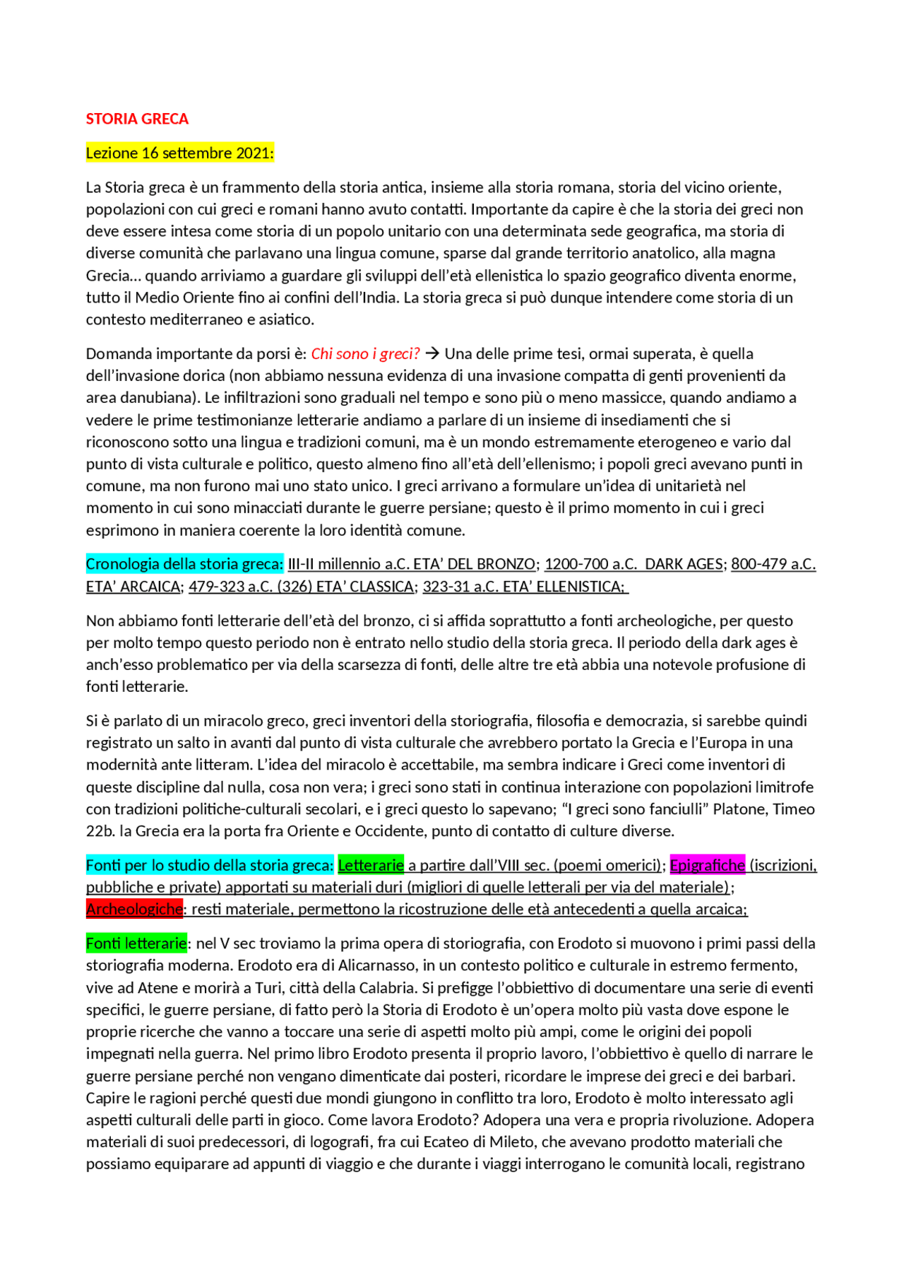 Appunti Storia Greca Docsity
