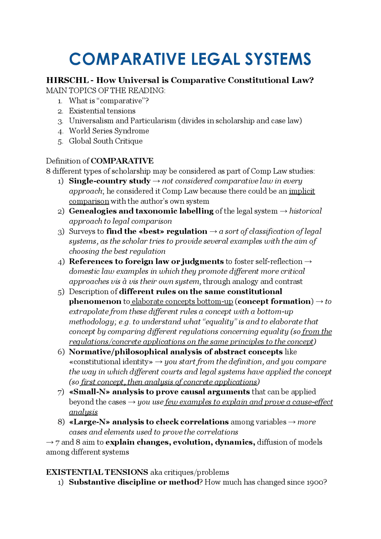 Esame Finale Comparative Legal Systems Docsity