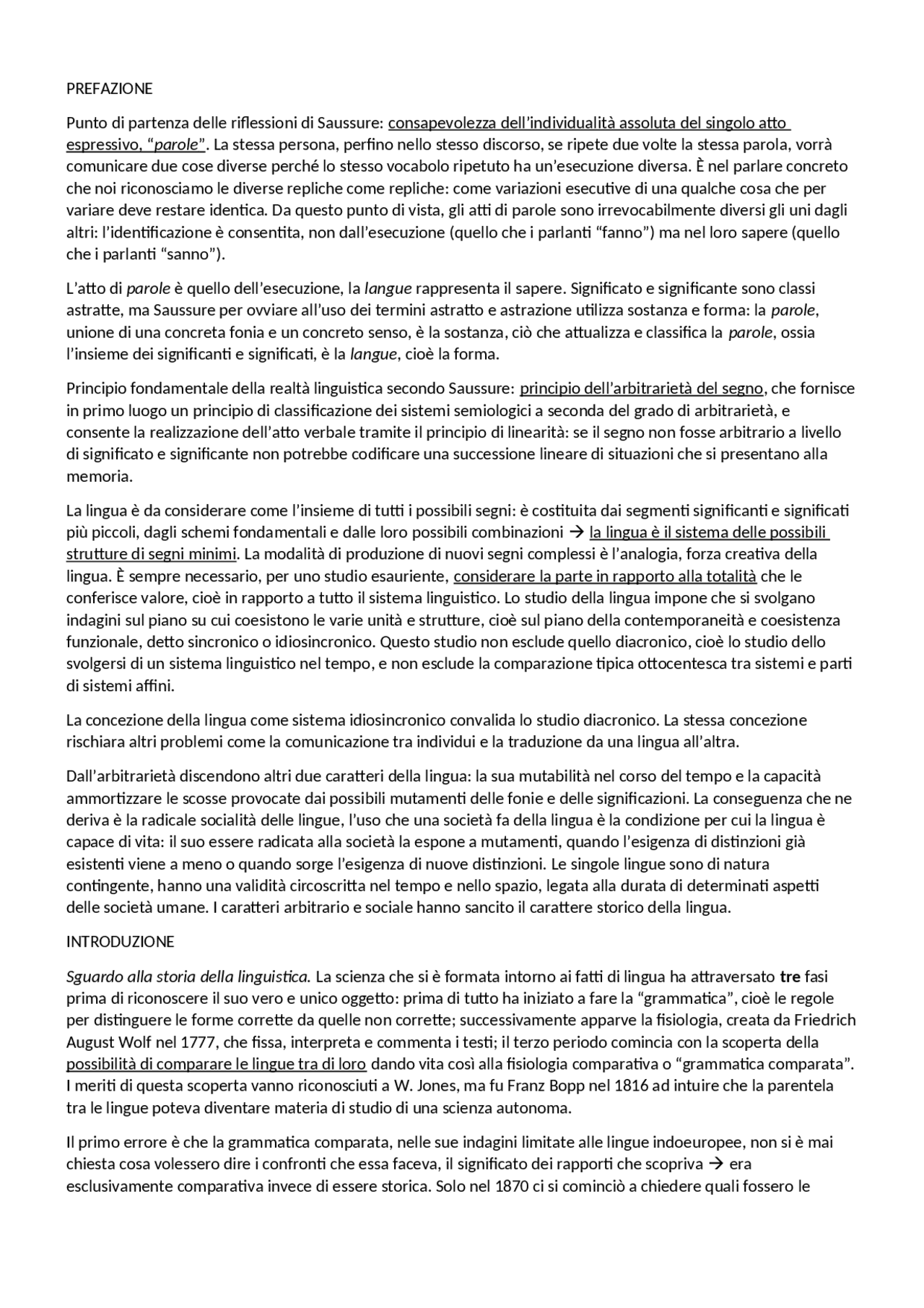 Riassunto Corso Di Linguistica Generale Di Saussure Docsity