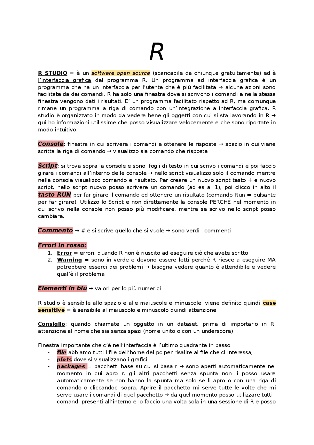 Tutte le funzioni del software statistico R | Appunti di Analisi Dei ...