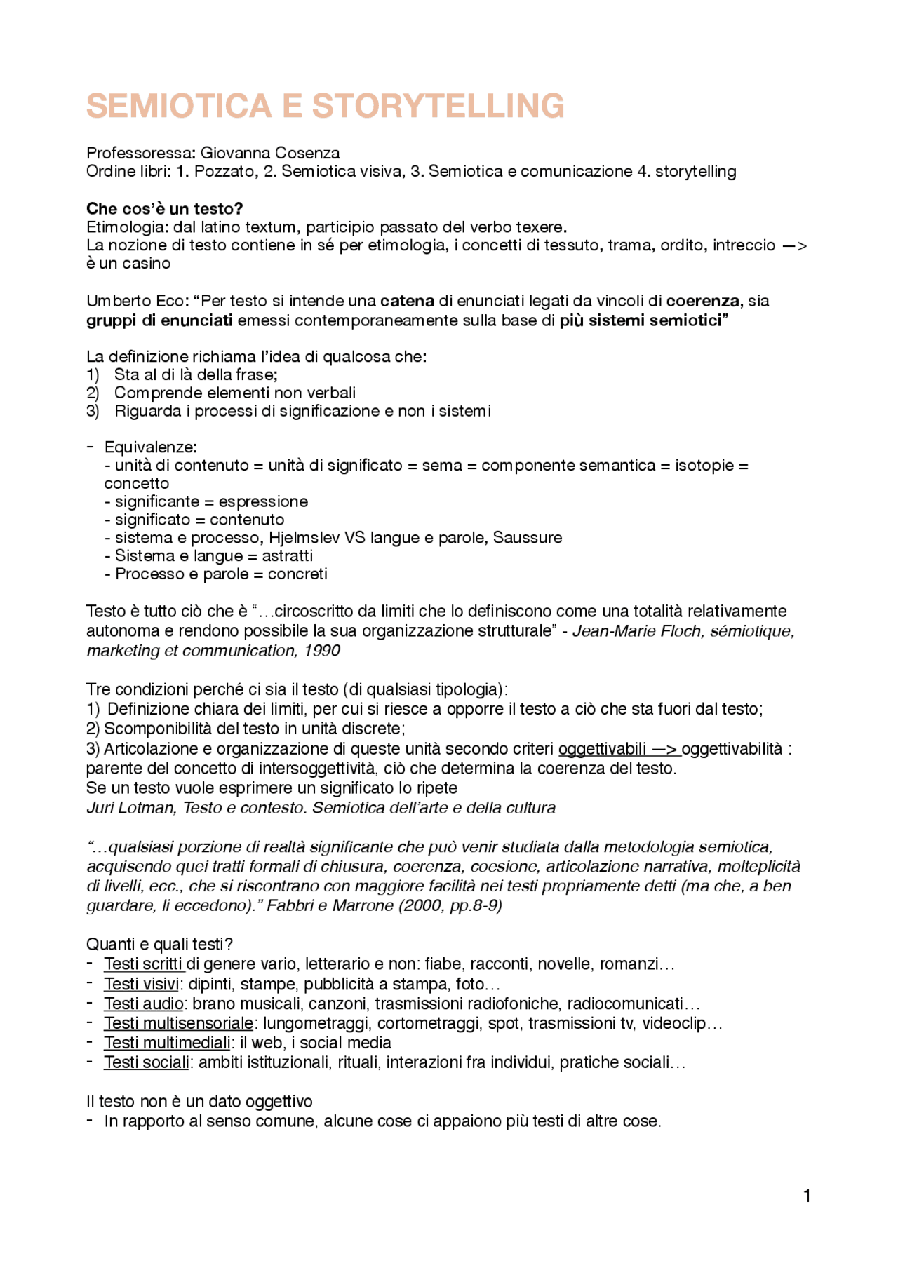 Appunti Delle Lezioni Docsity