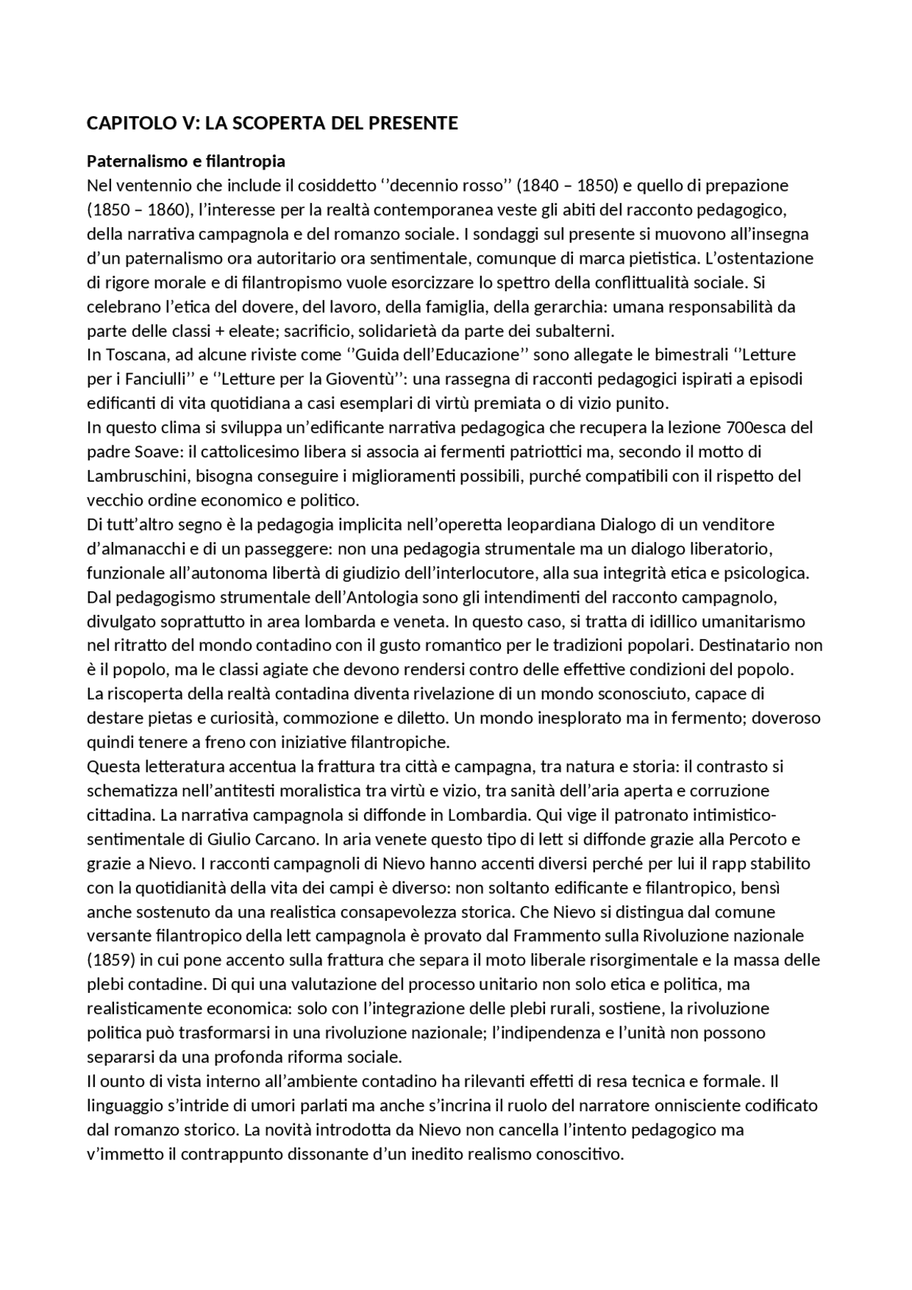 Riassunto capitolo quinto - Docsity