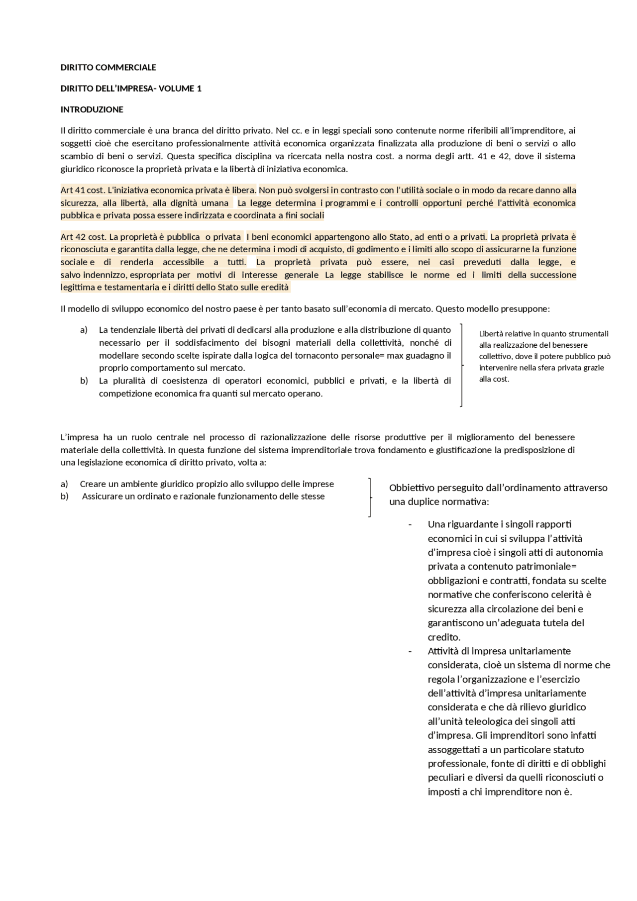 Riassunto Volume 1 Diritto Commerciale Docsity