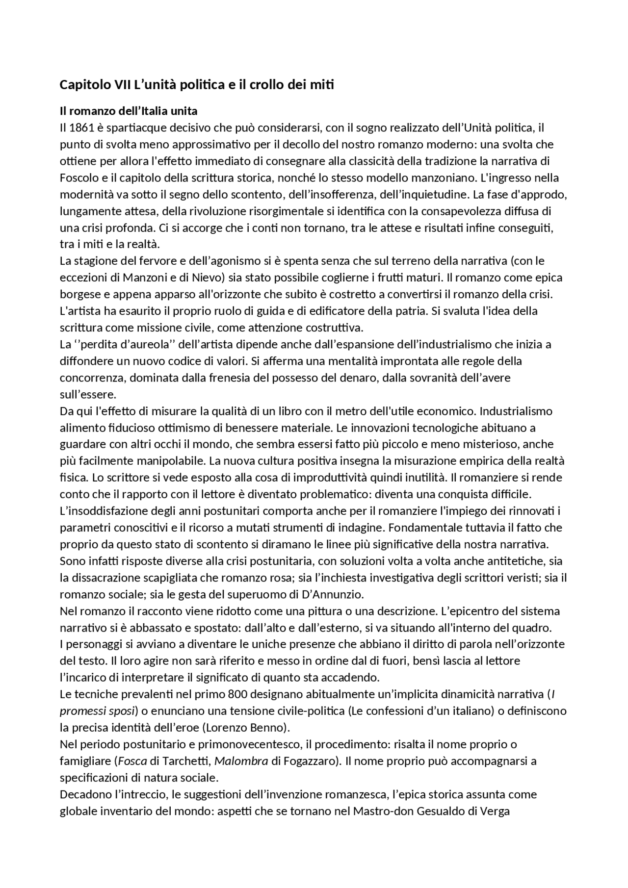 Riassunto Capitolo Sette Docsity