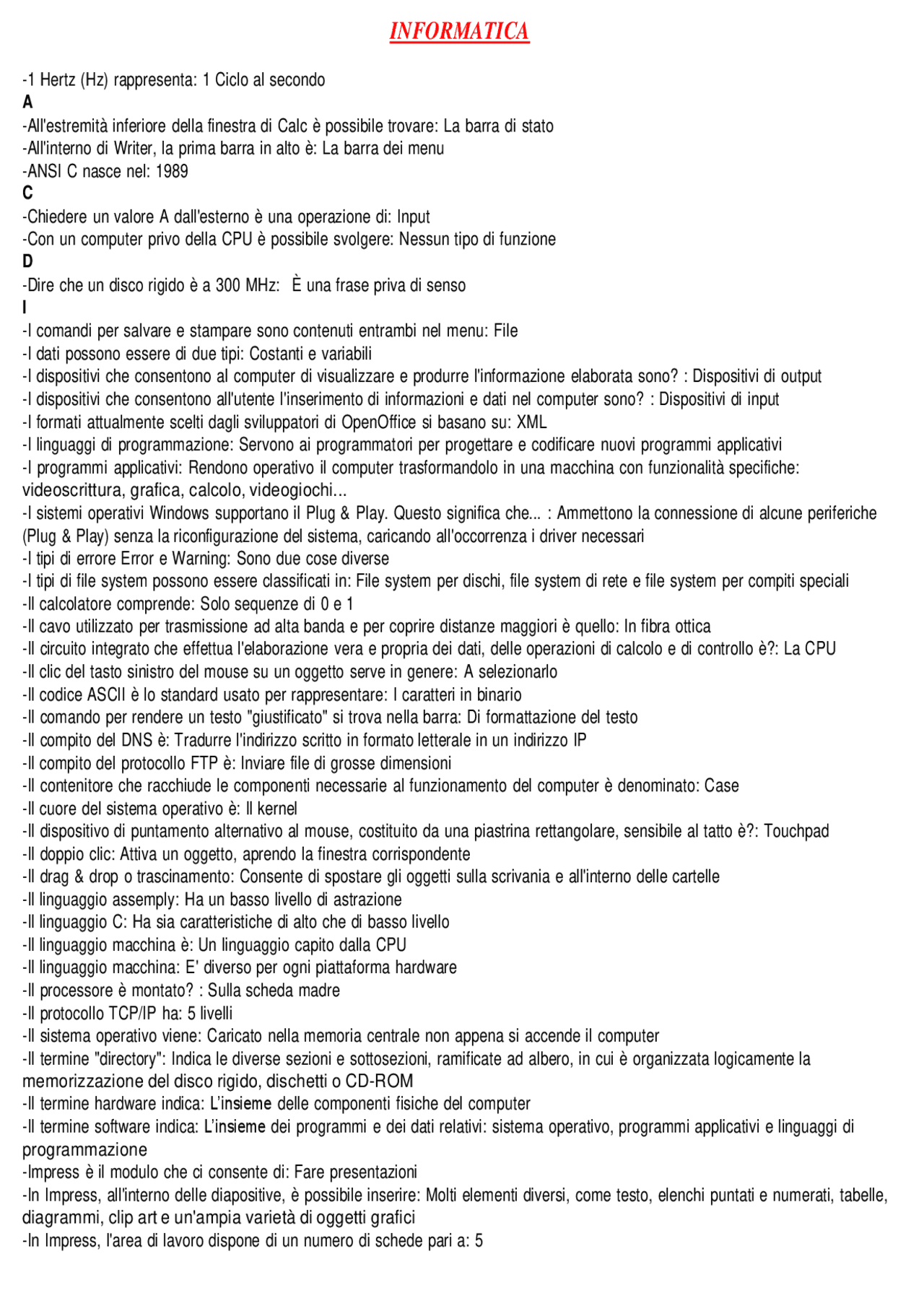 Informatica Agg A Gennaio Lettere L 10 Pegaso Prove Desame Di Reti