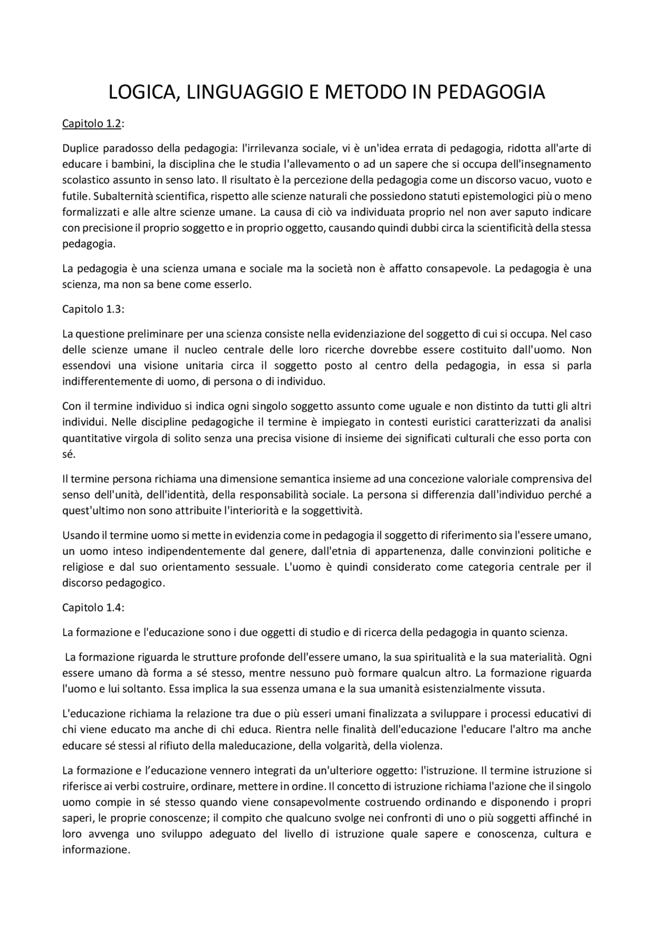 LOGICA, LINGUAGGIO E METODO IN PEDAGOGIA | Sintesi del corso di ...