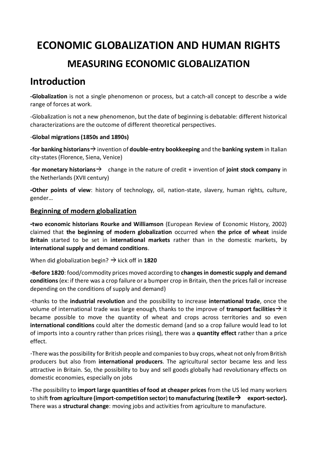 Economic Globalization and Human Rights - Docsity