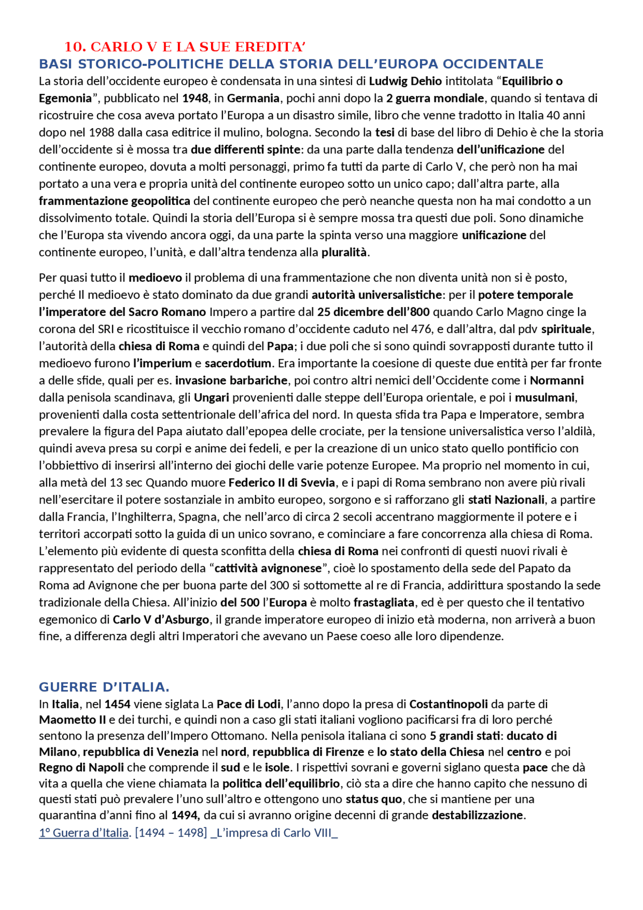 Carlo V Storia Moderna Docsity