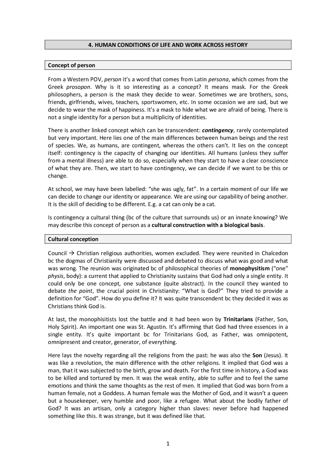 Human conditions of life and work across history - Docsity