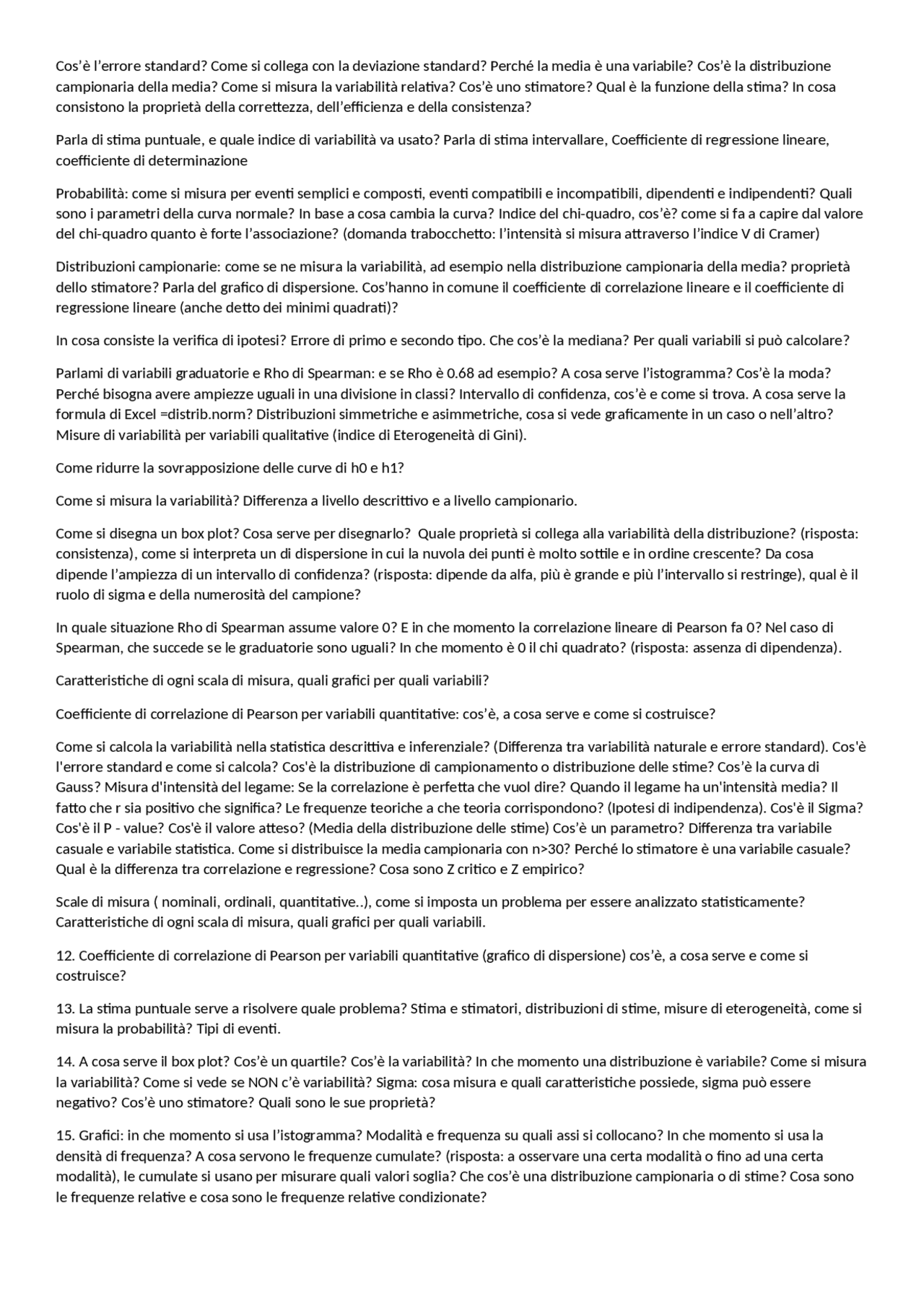 Domande Esame Orale Statistica Sociale A L Docsity