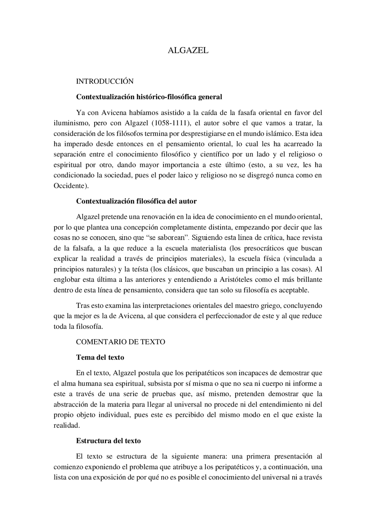 Algazel, polímata de origen persa. - Docsity