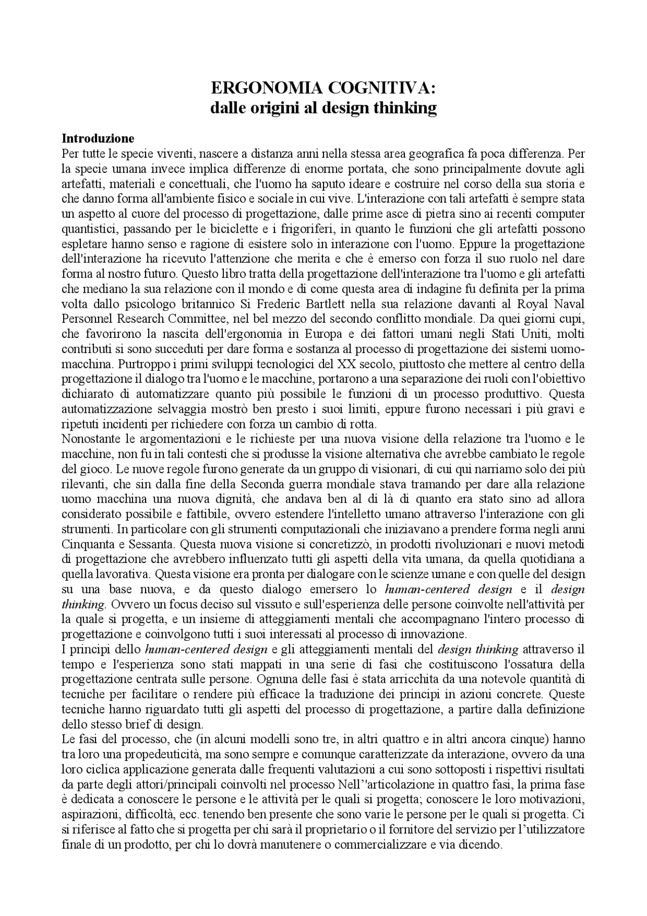Ergonomia Cognitiva Riassunto Docsity