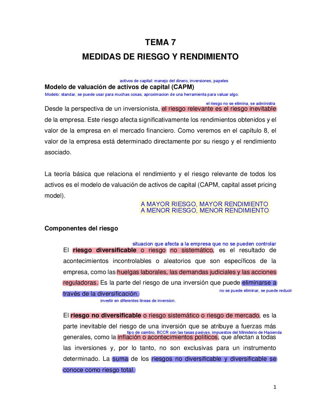 Medidas de Riesgo y Rendimiento - Docsity