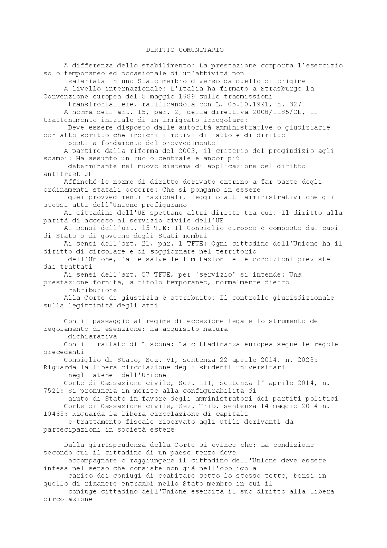 Domande d'esame Pegaso 2022 Diritto comunitario facoltà Scienze motorie e sportive L-22 - Docsity