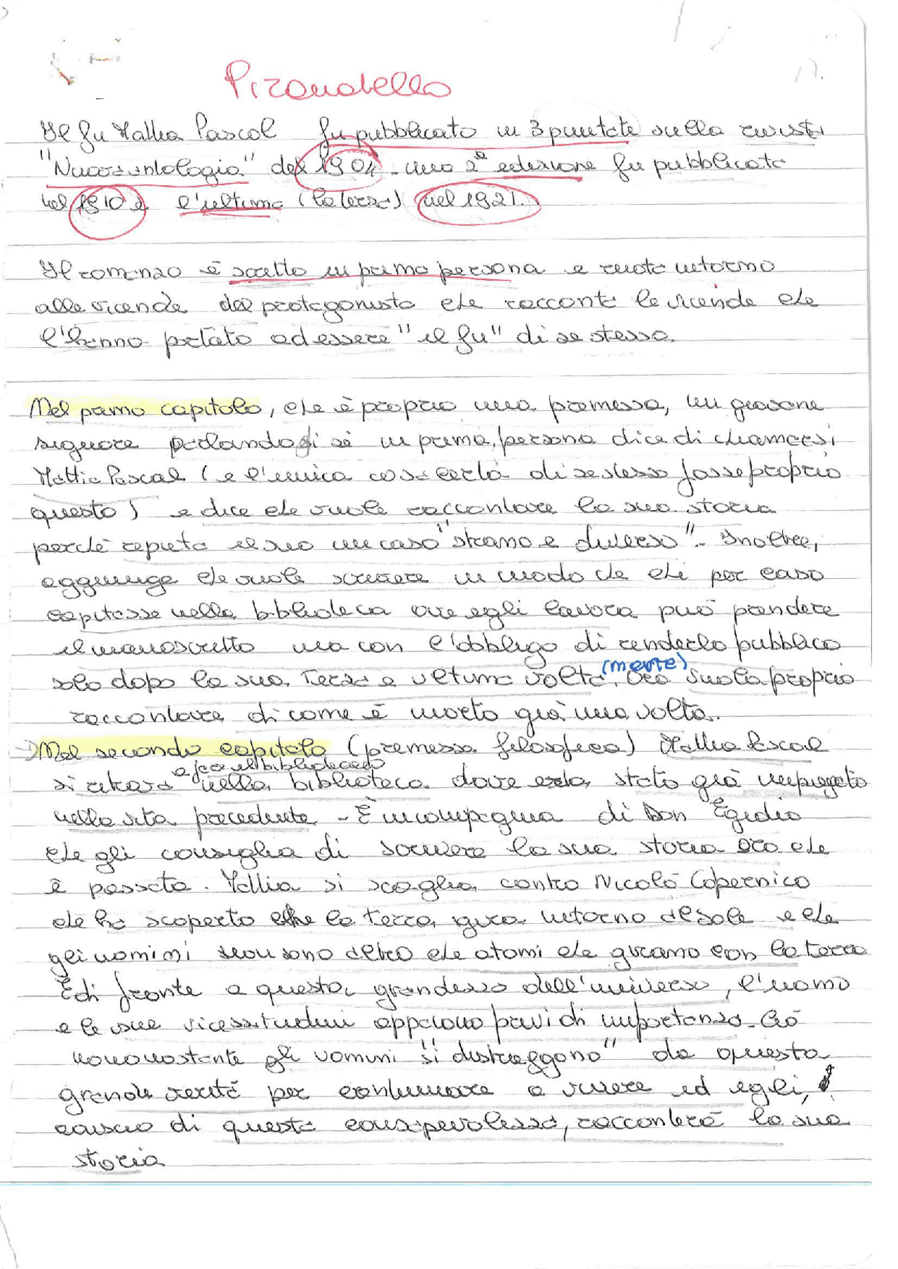 Il Fu Mattia Pascal Pirandello Docsity