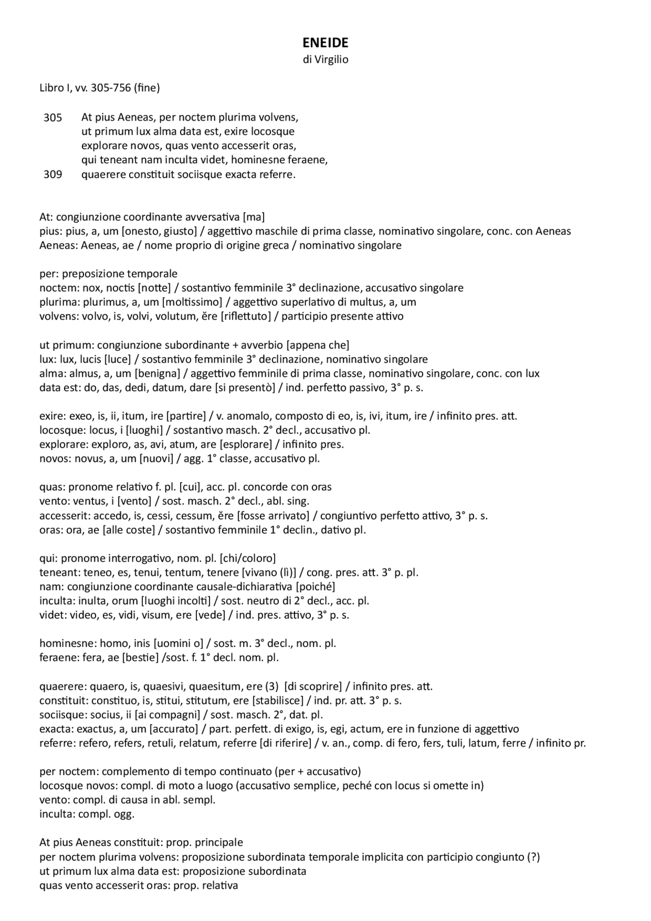 Analisi Libro I Eneide - Docsity