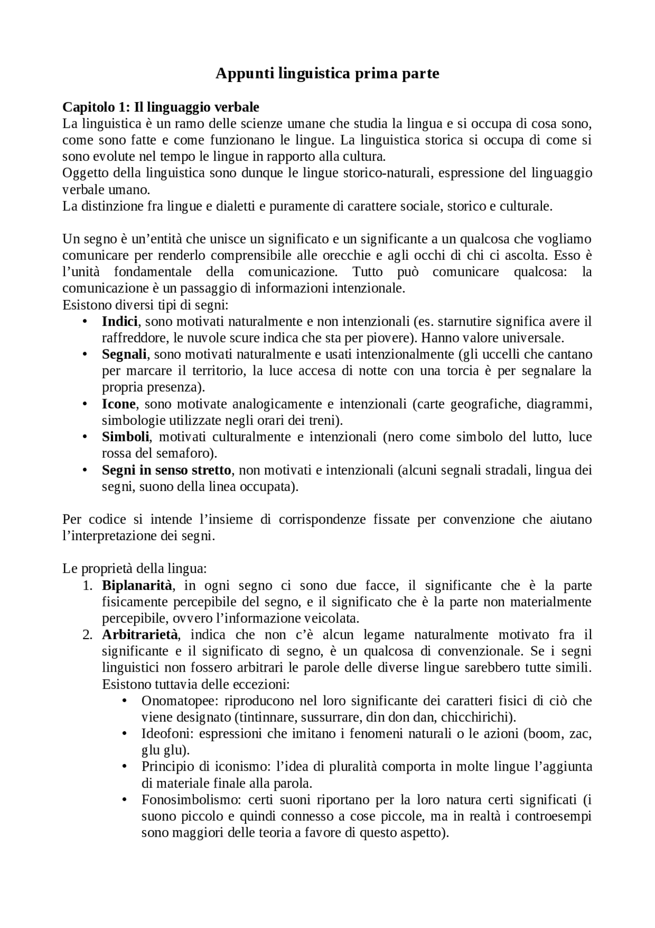 Riassunto Di Linguistica Generale Docsity