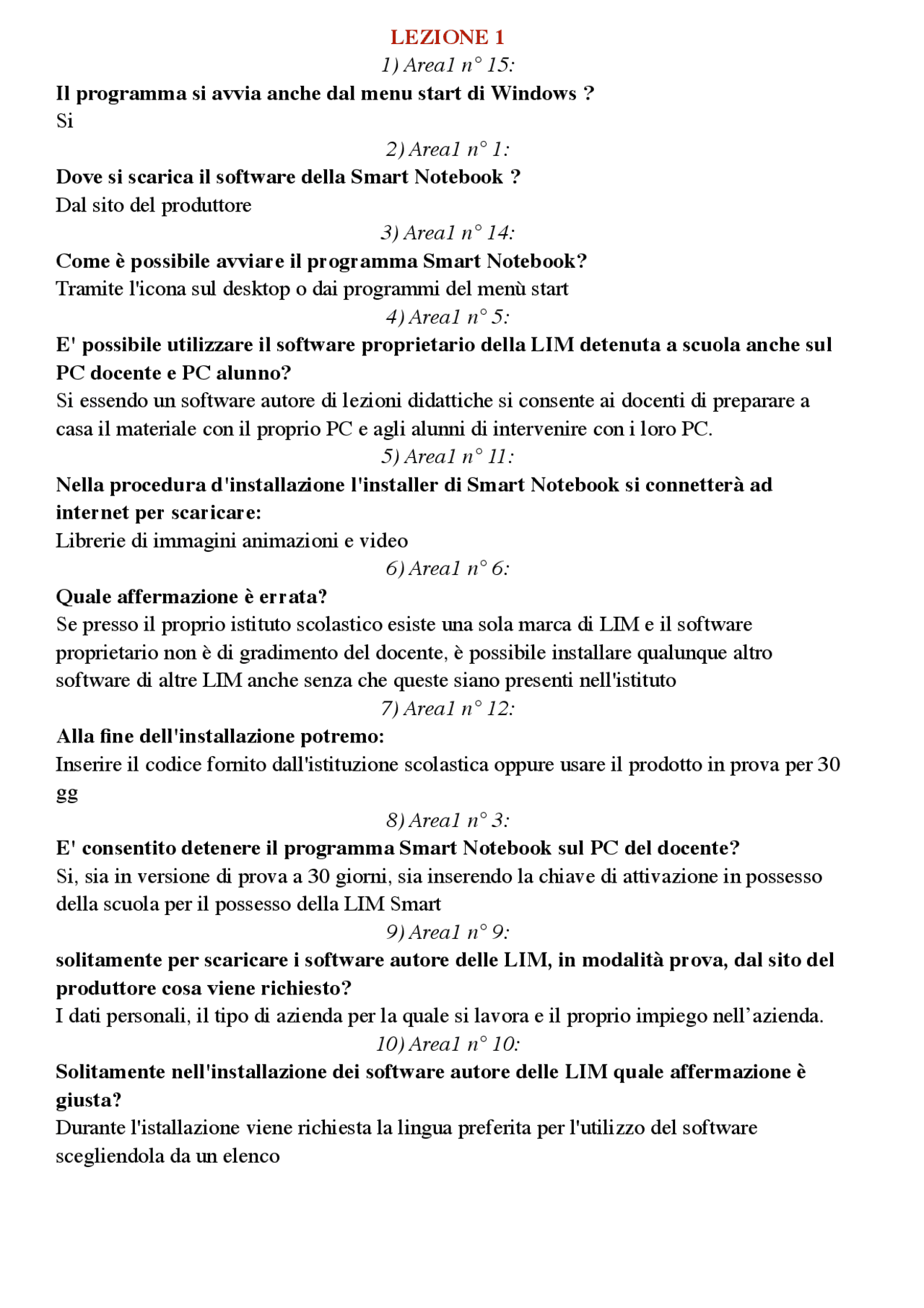 DOMANDE E RISPOSTE ESATTE DI TUTTI I MODULI LIM E-CAMPUS/ EIFORM - Docsity