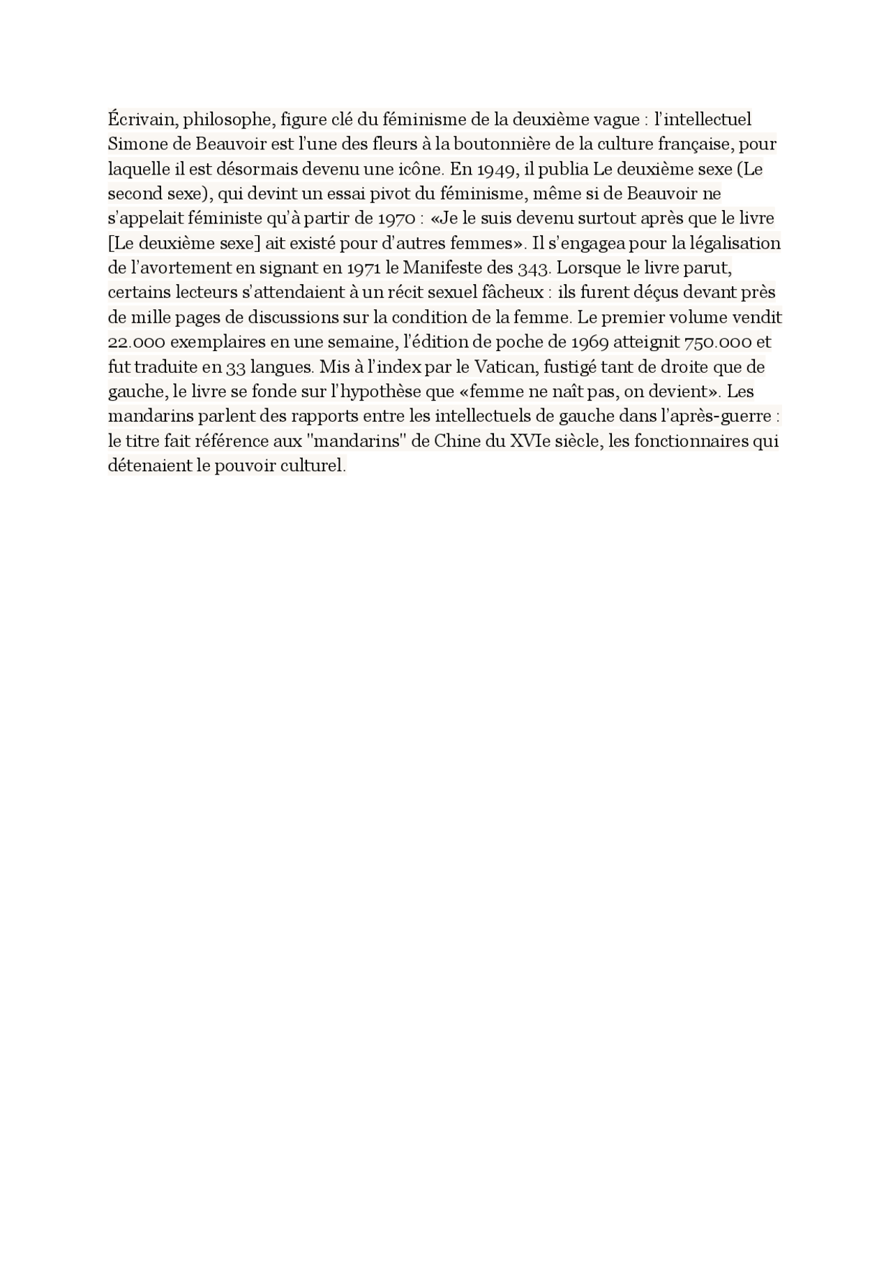 Vita Di Simone De Beauvoir Docsity