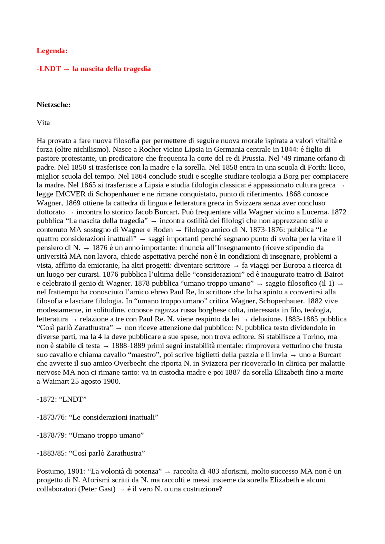 Appunti E Riassunto Su Nietzsche Docsity