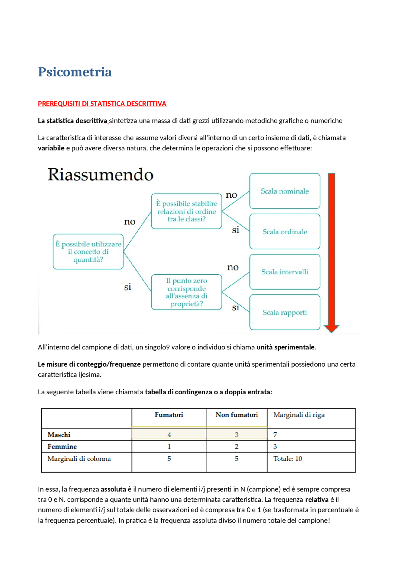 Riassunto Psicometria Docsity