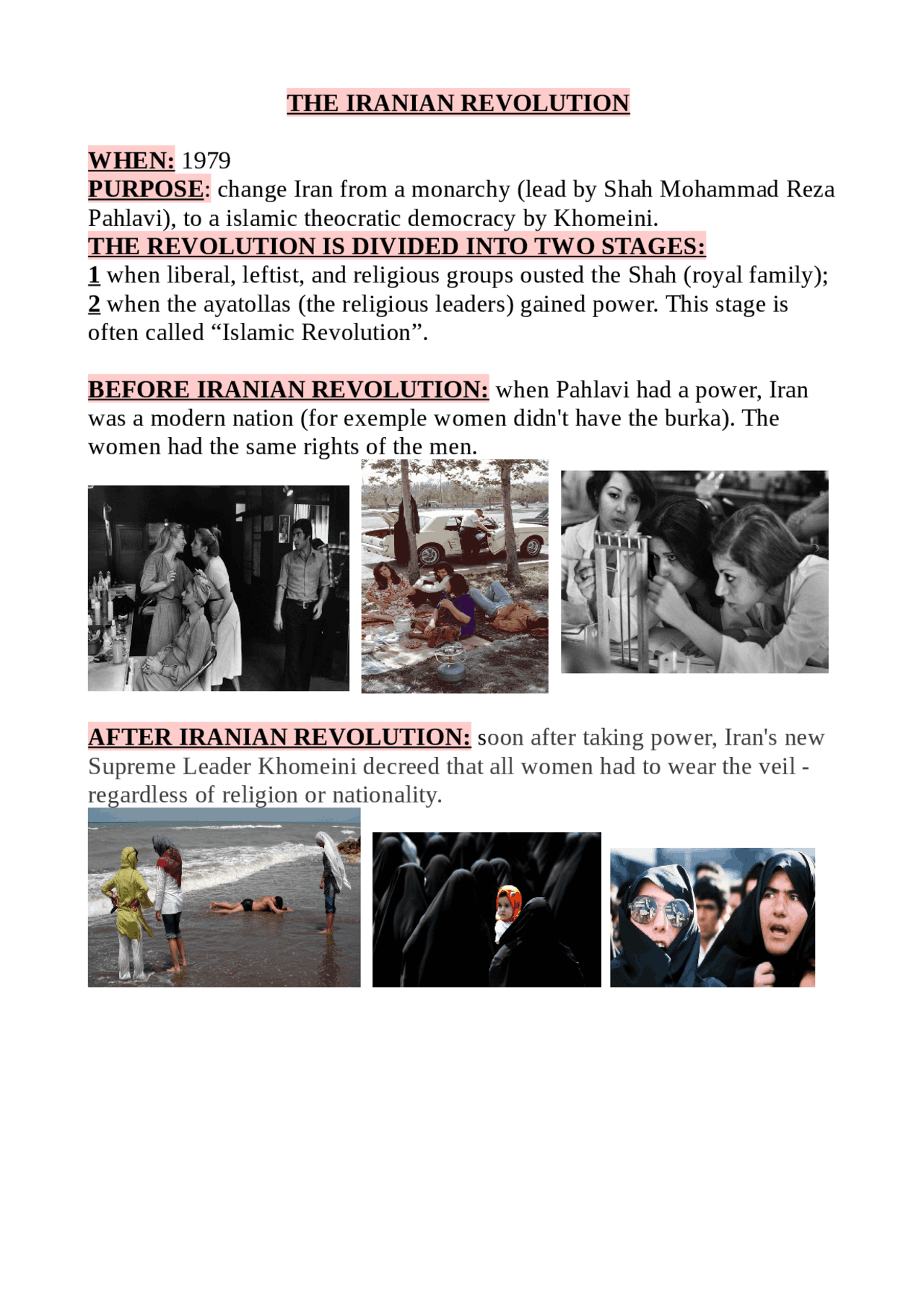 The iranian revolution - Docsity