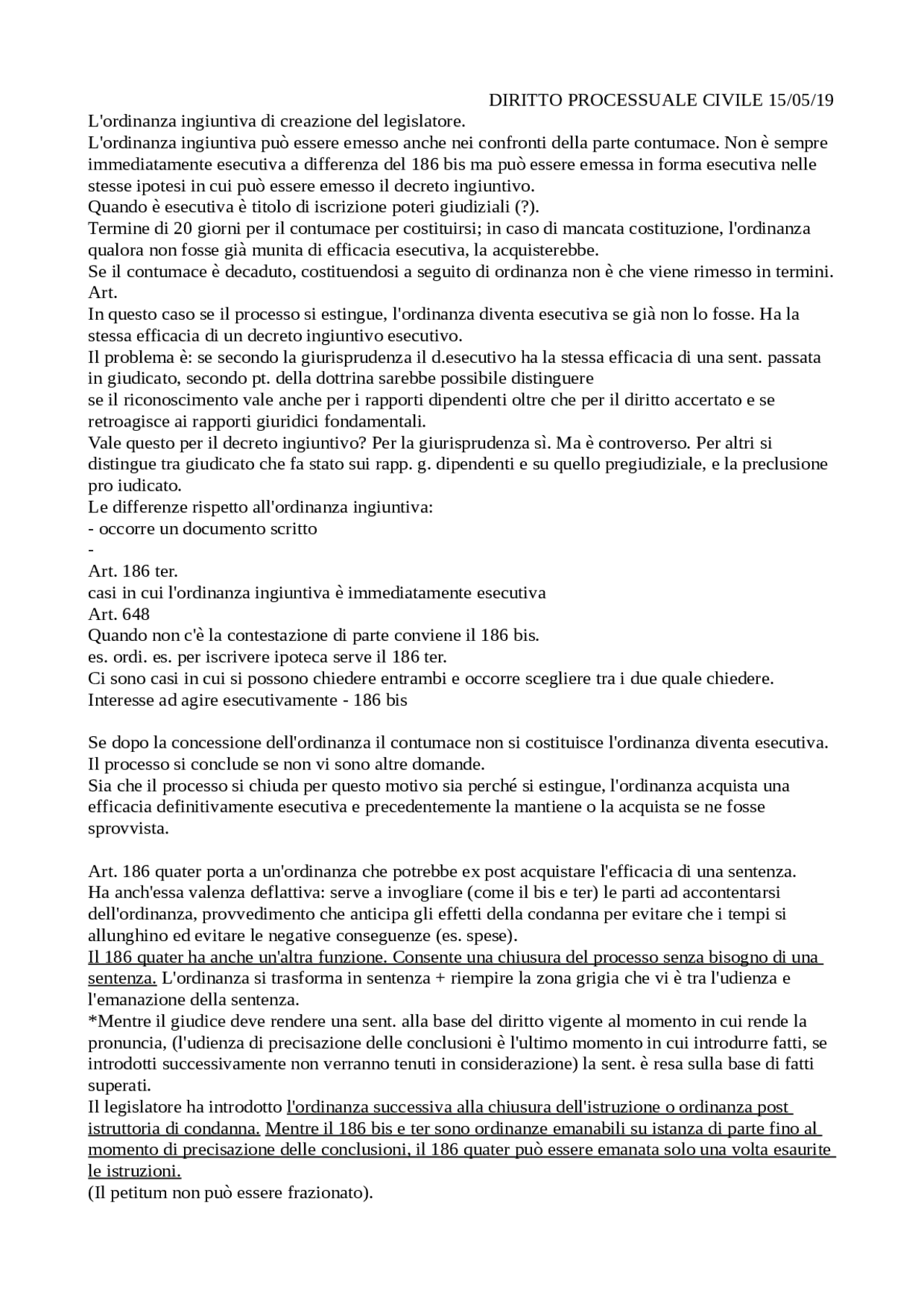Diritto Processuale Civile Lezione Docsity
