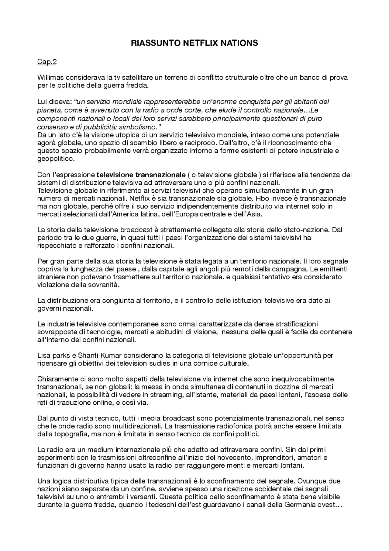 Netflix Nations Riassunto Docsity