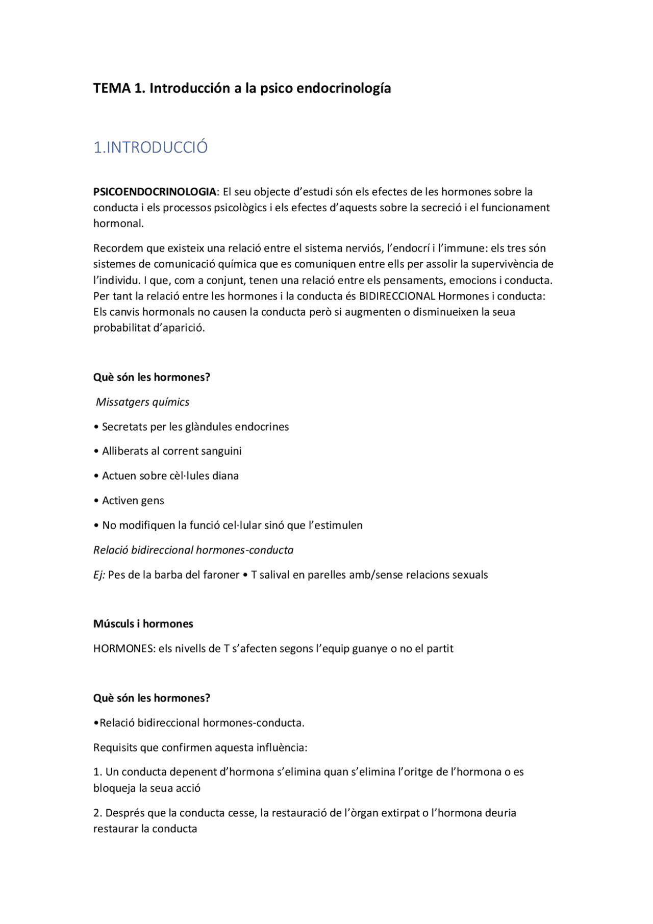 Tema 1 Psicoendocrinología Docsity