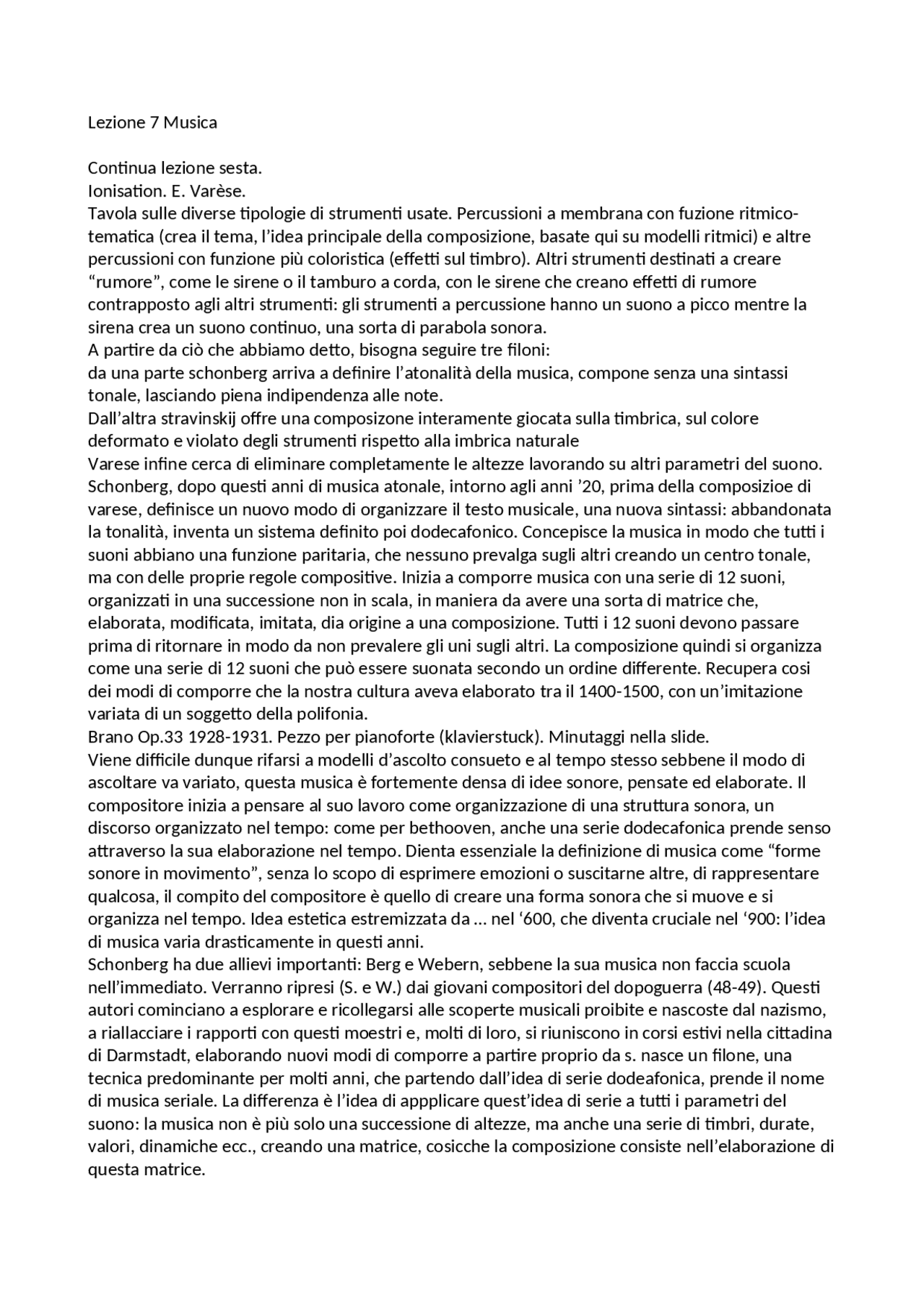 Appunti Lezione Settima Docsity