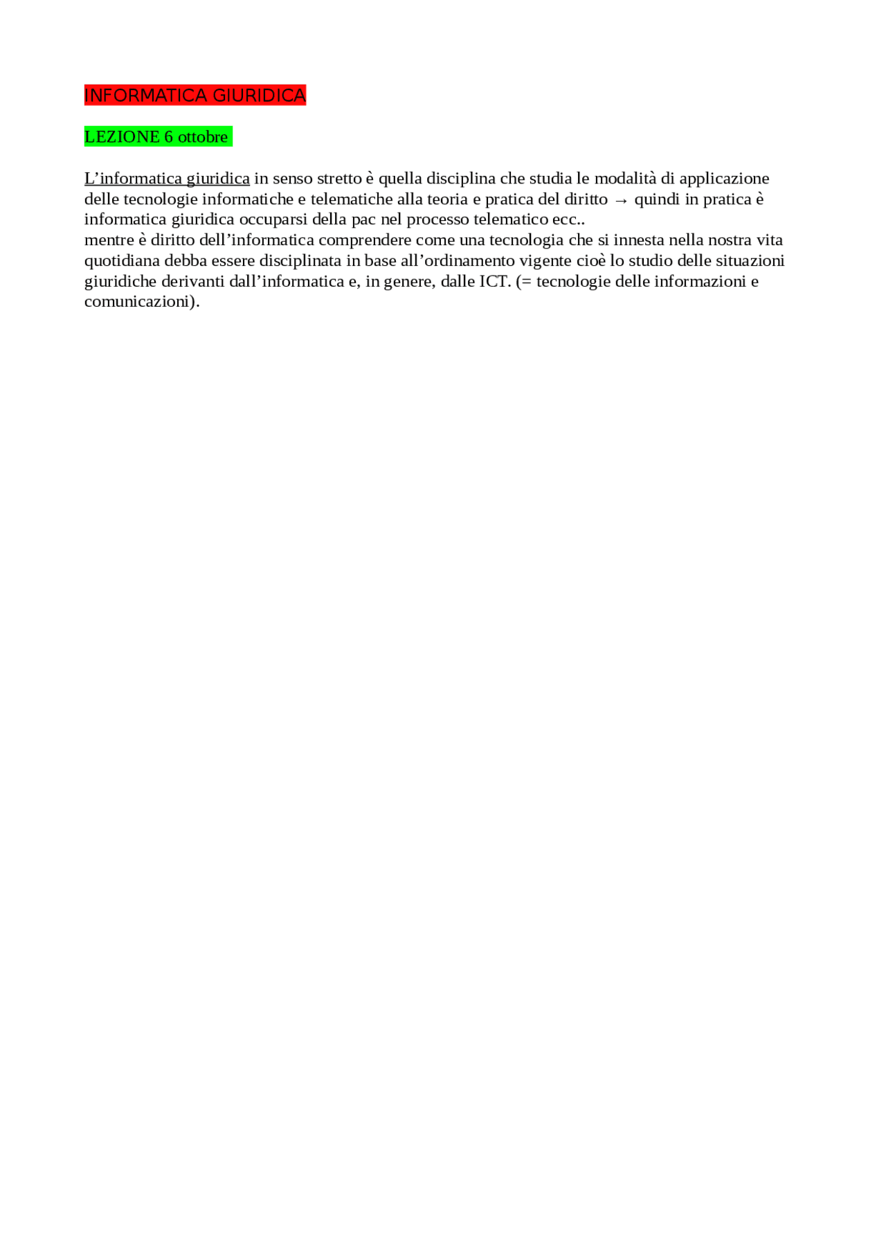 Appunti Informatica Giuridica Docsity