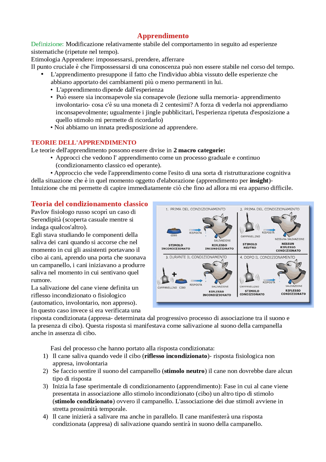 Lapprendimento Teorie Confronti Esperimenti Docsity
