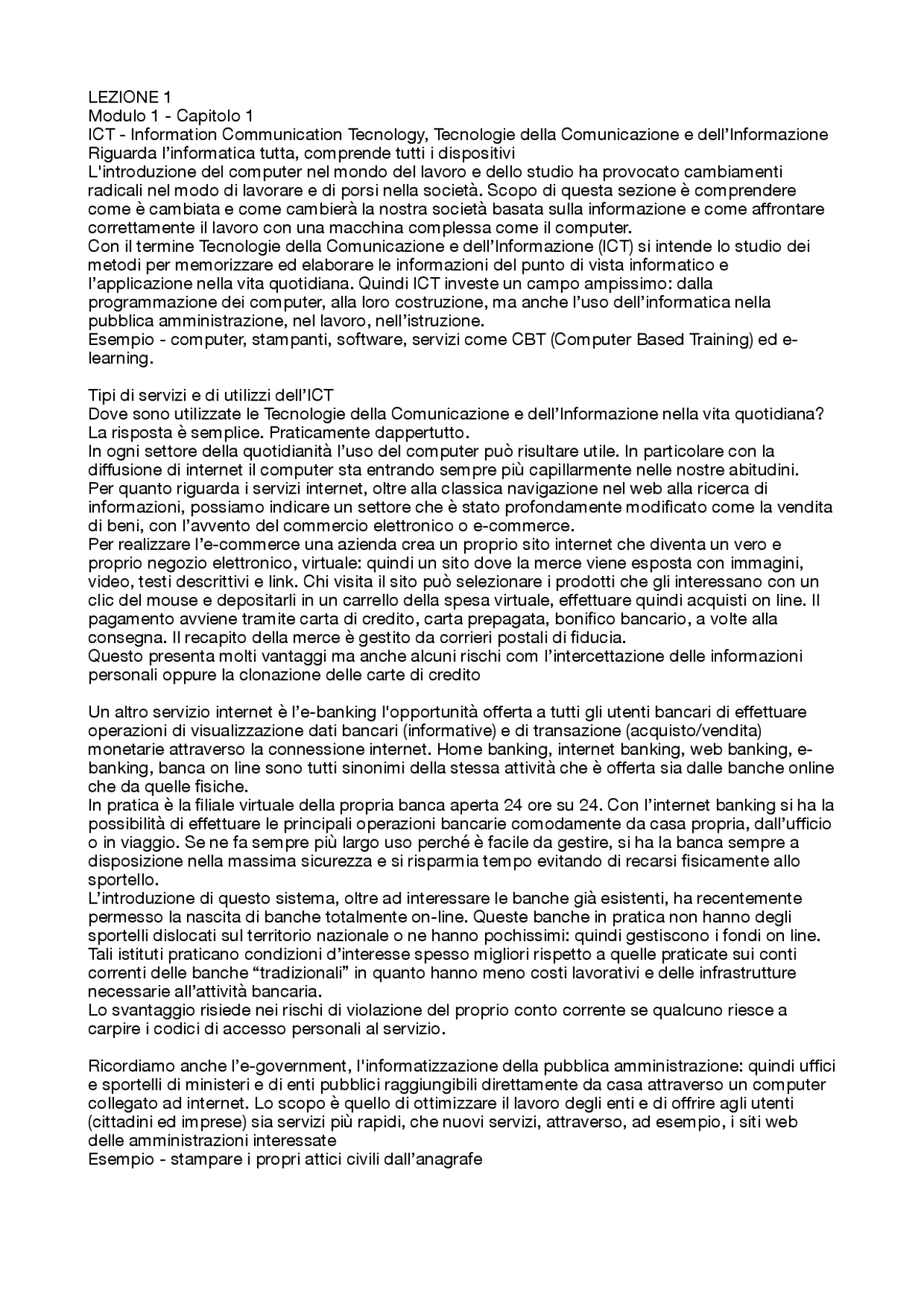 Modulo 1 di Informatica Generale a.a. 2021-2022 - Docsity