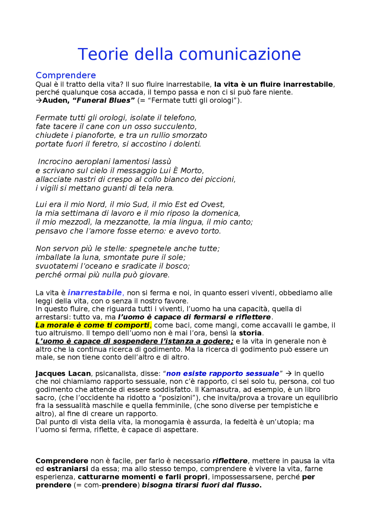 Teorie Della Comunicazione Docsity