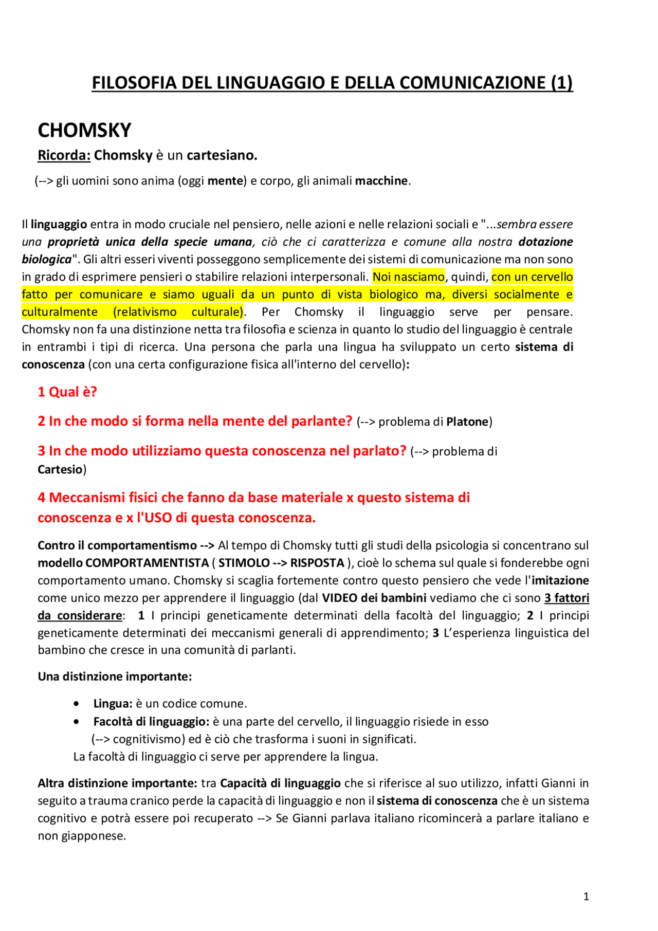 Appunti Filosofia Del Linguaggio E Della Comunicazione I Parte