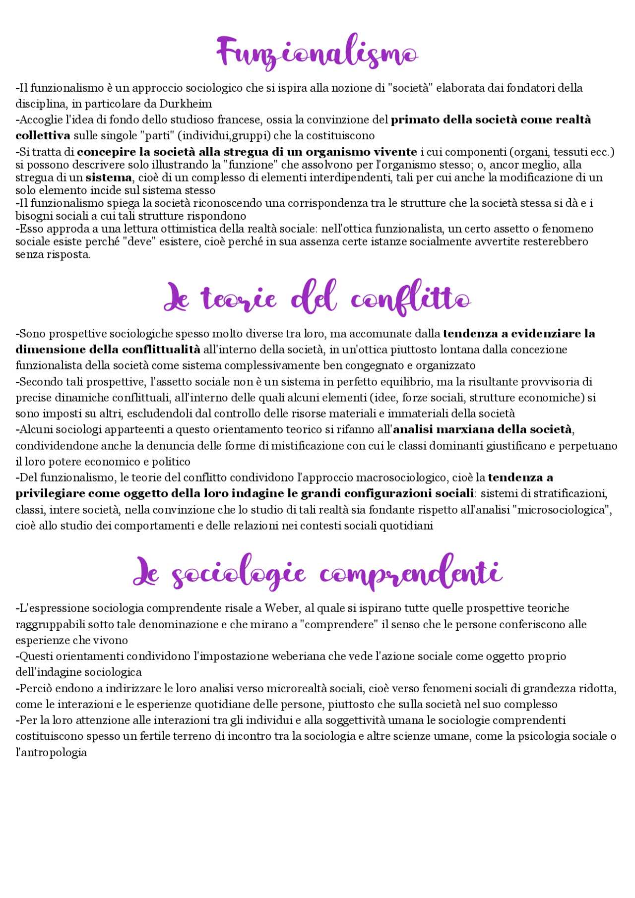 Funzionalismo Teorie Del Conflitto Sociologie Comprendenti Docsity