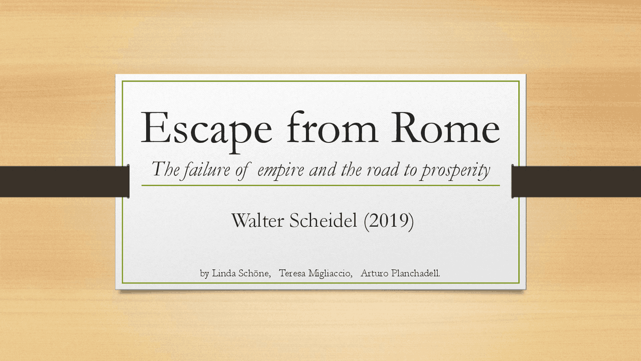 Scheidel - Escape from Rome - Docsity