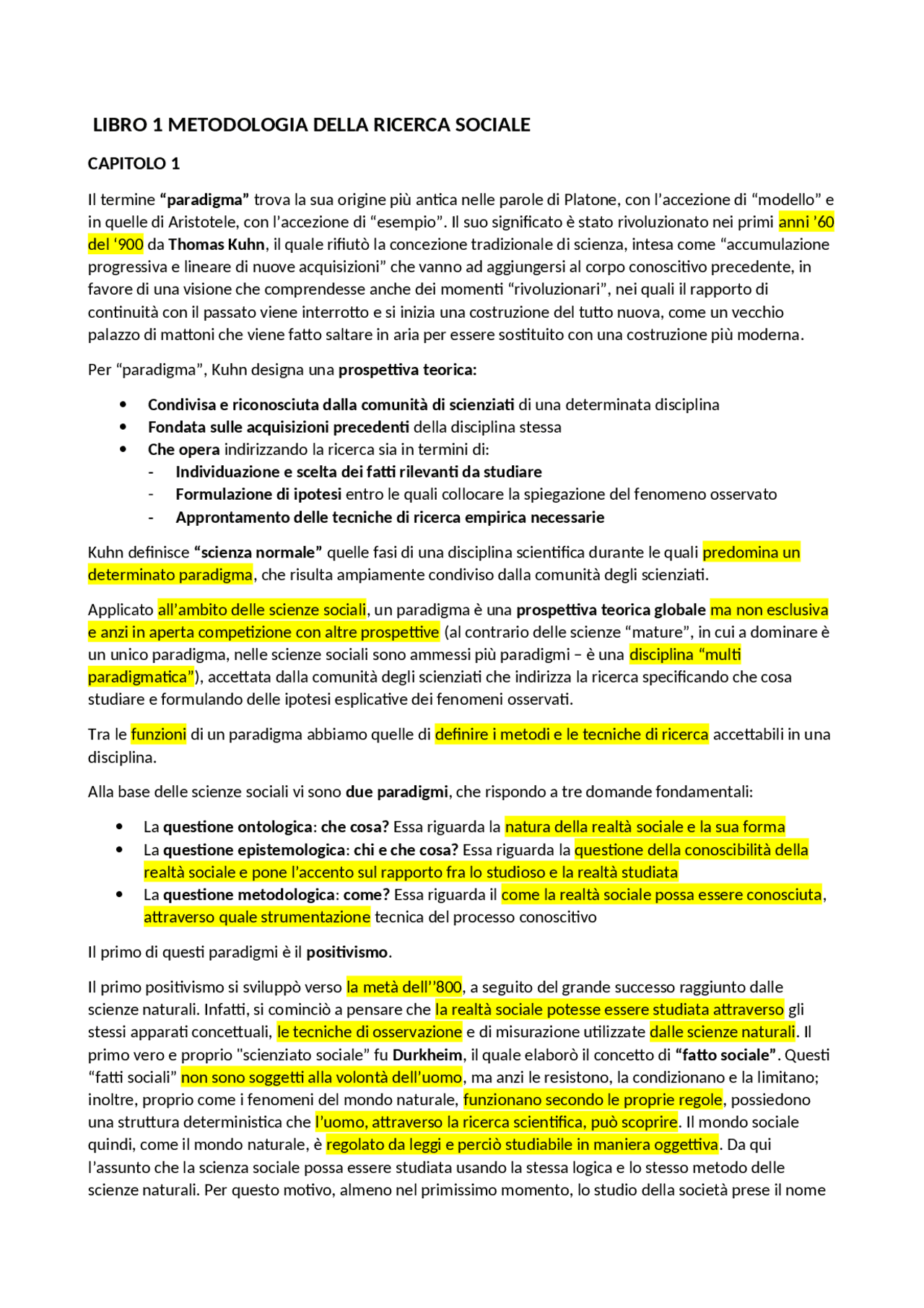 Riassunto I Paradigmi Di Riferimento Corbetta Sintesi Del Corso
