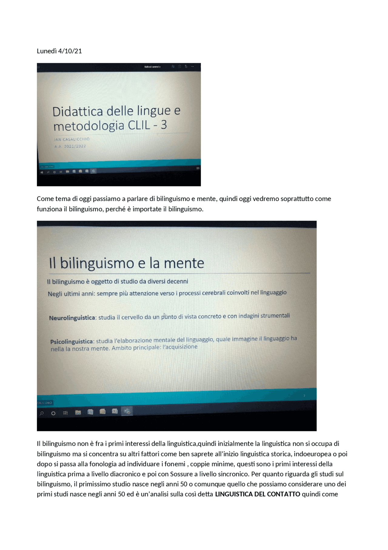 Sbobina Seconda Lezione Clil Prof Casalicchio Unipa Docsity