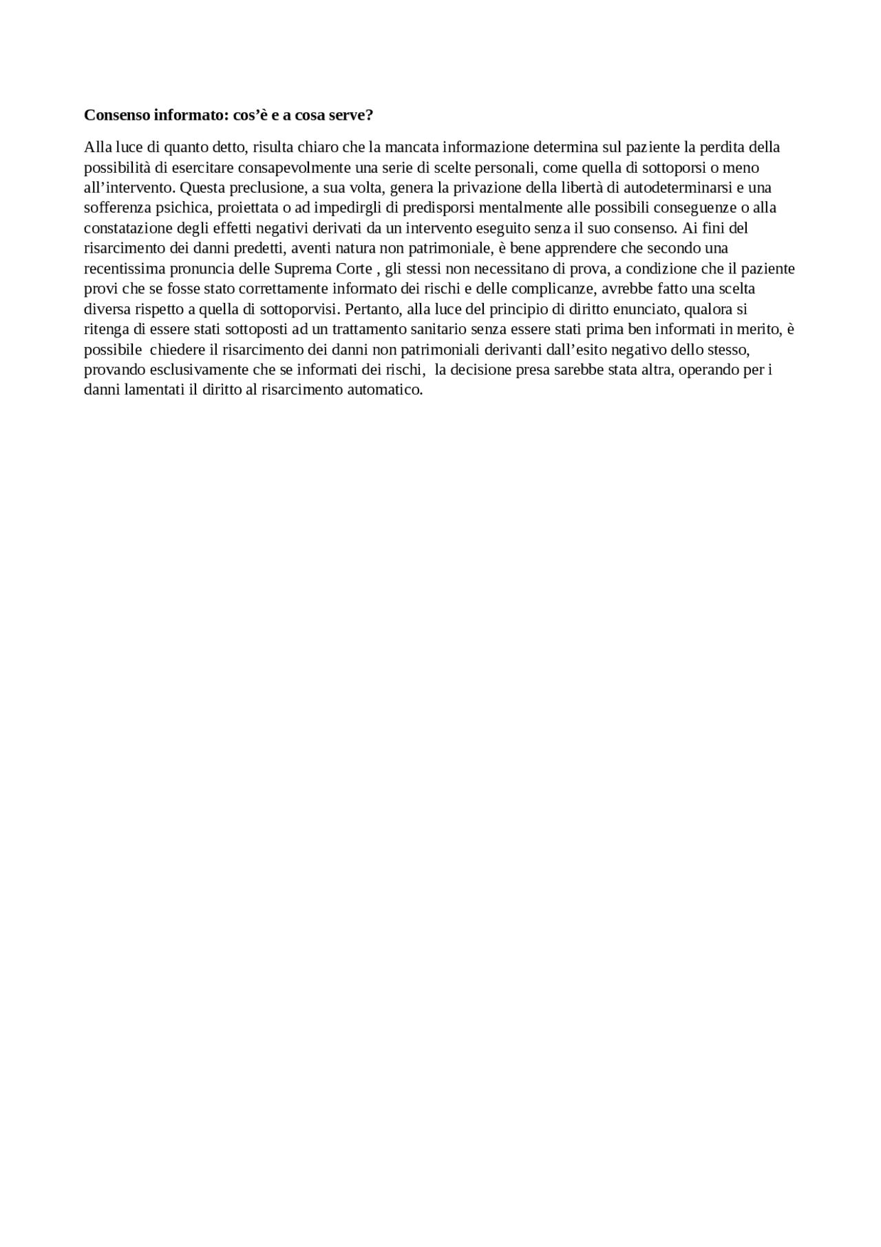 Il Consenso Informato Appunti Di Diritto Civile Docsity