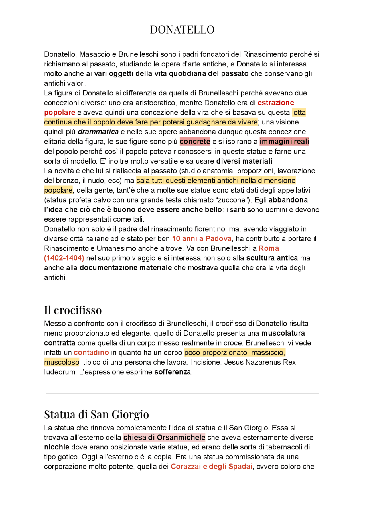 Appunti Su Donatello Docsity