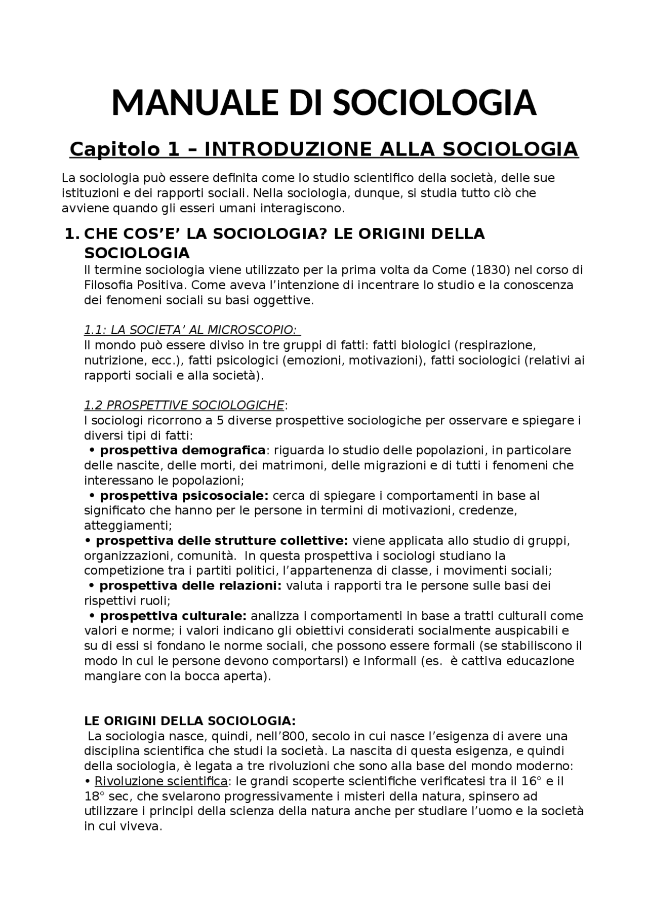 Riassunto Manuale Sociologia Docsity