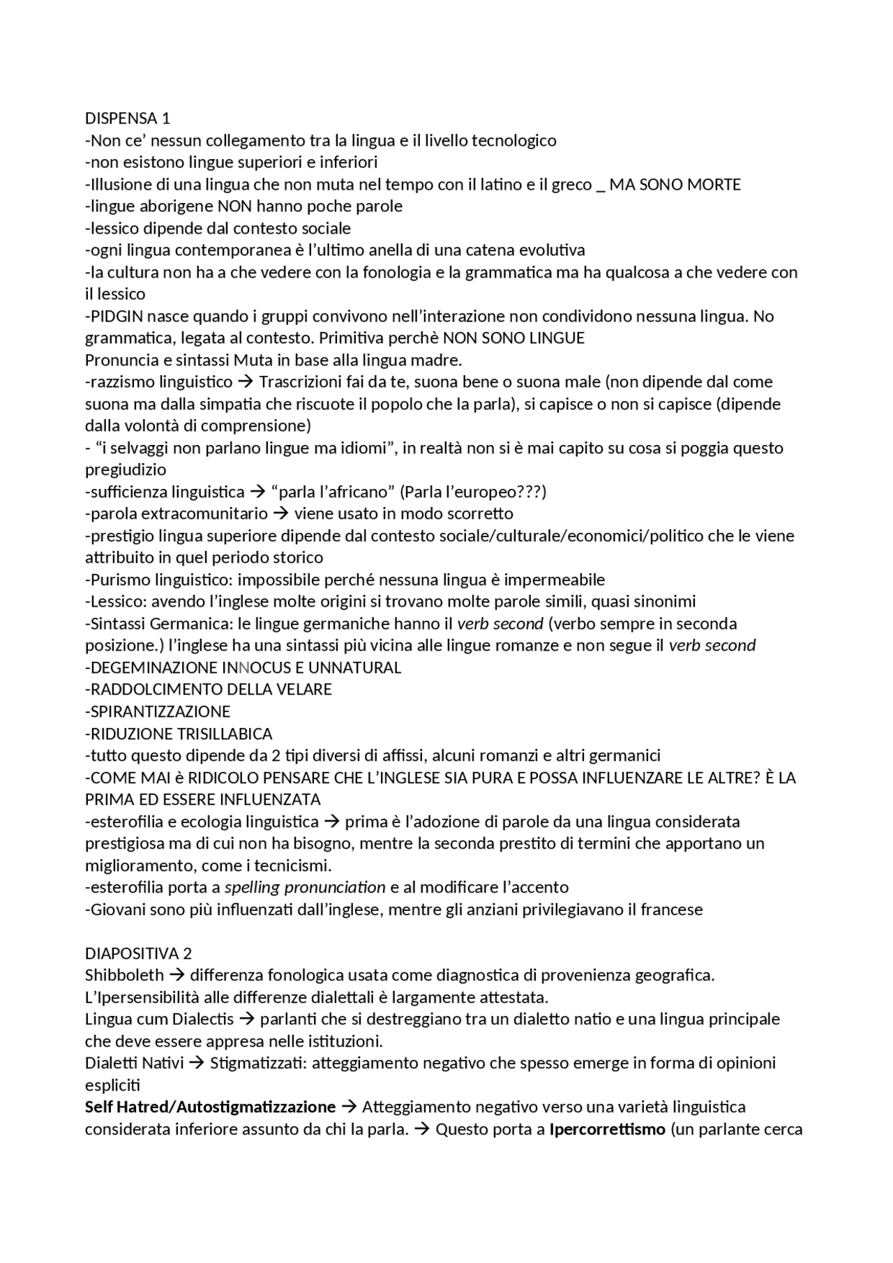 Dispense Linguistica Docsity