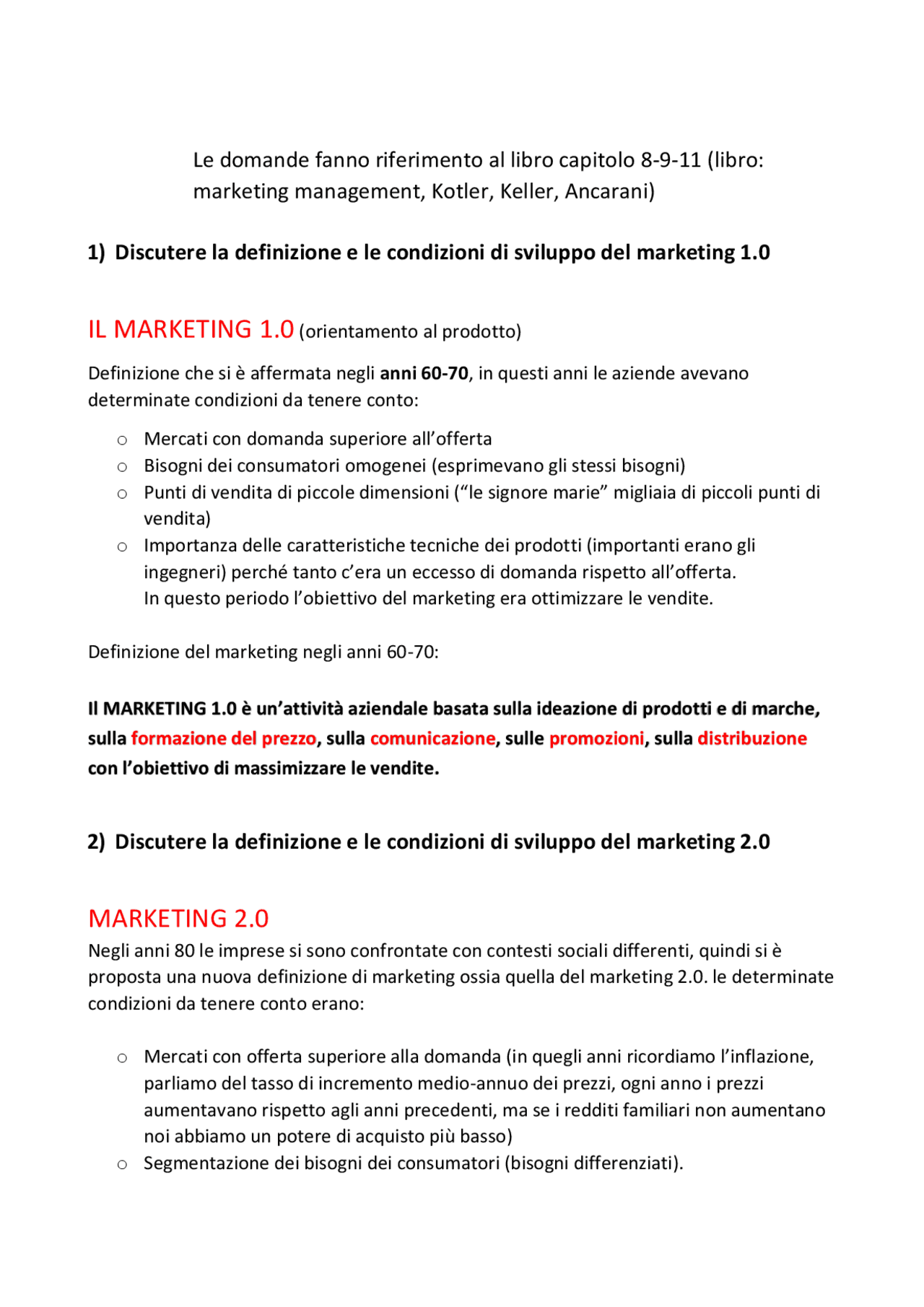 Domande E Risponde Di Marketing Strategico Docsity