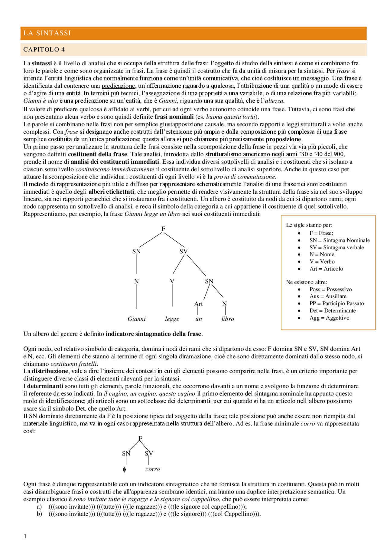 Appunti Di Lezioni Sulla Sintassi Docsity