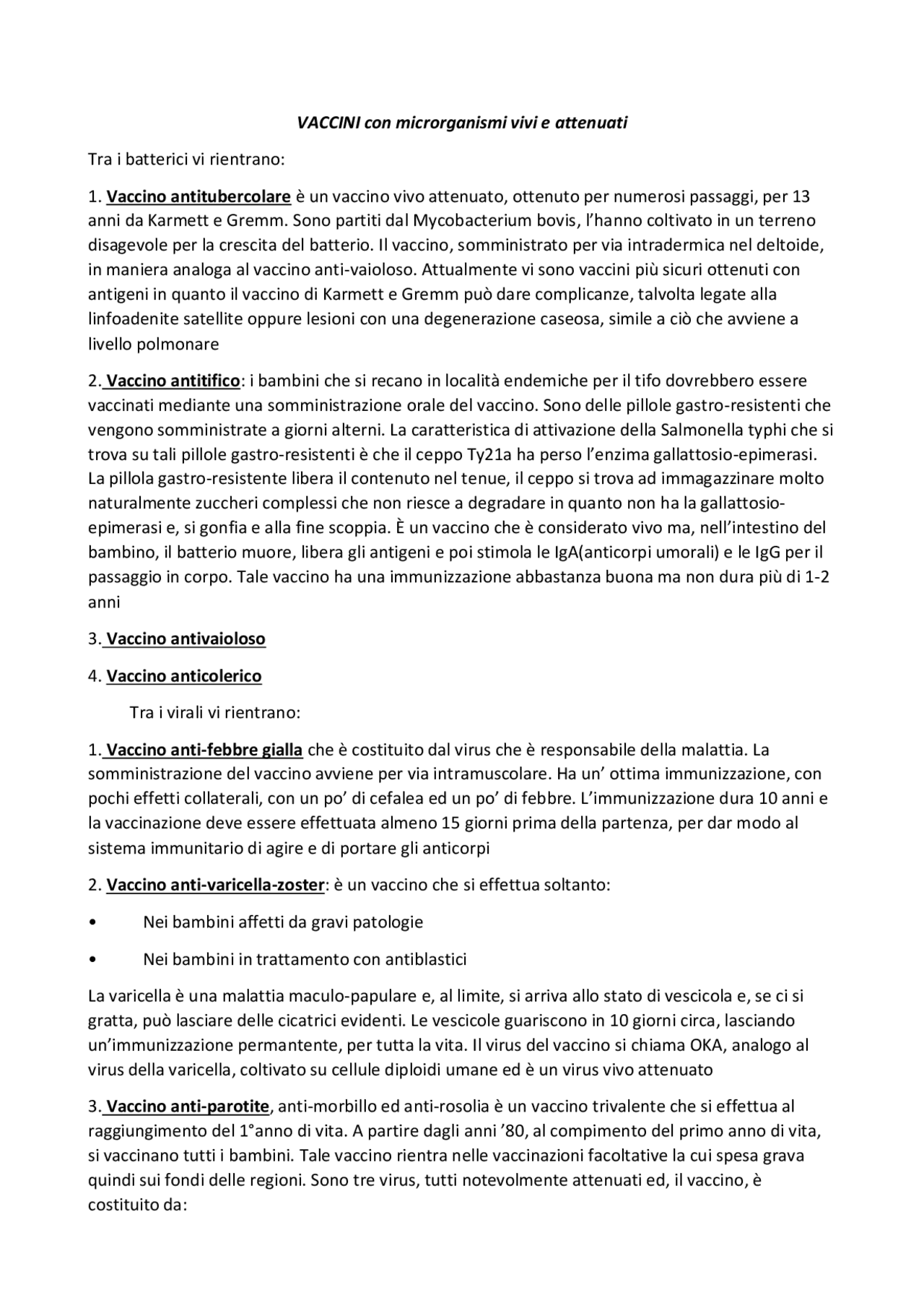 Tipologie Di Vaccini Docsity