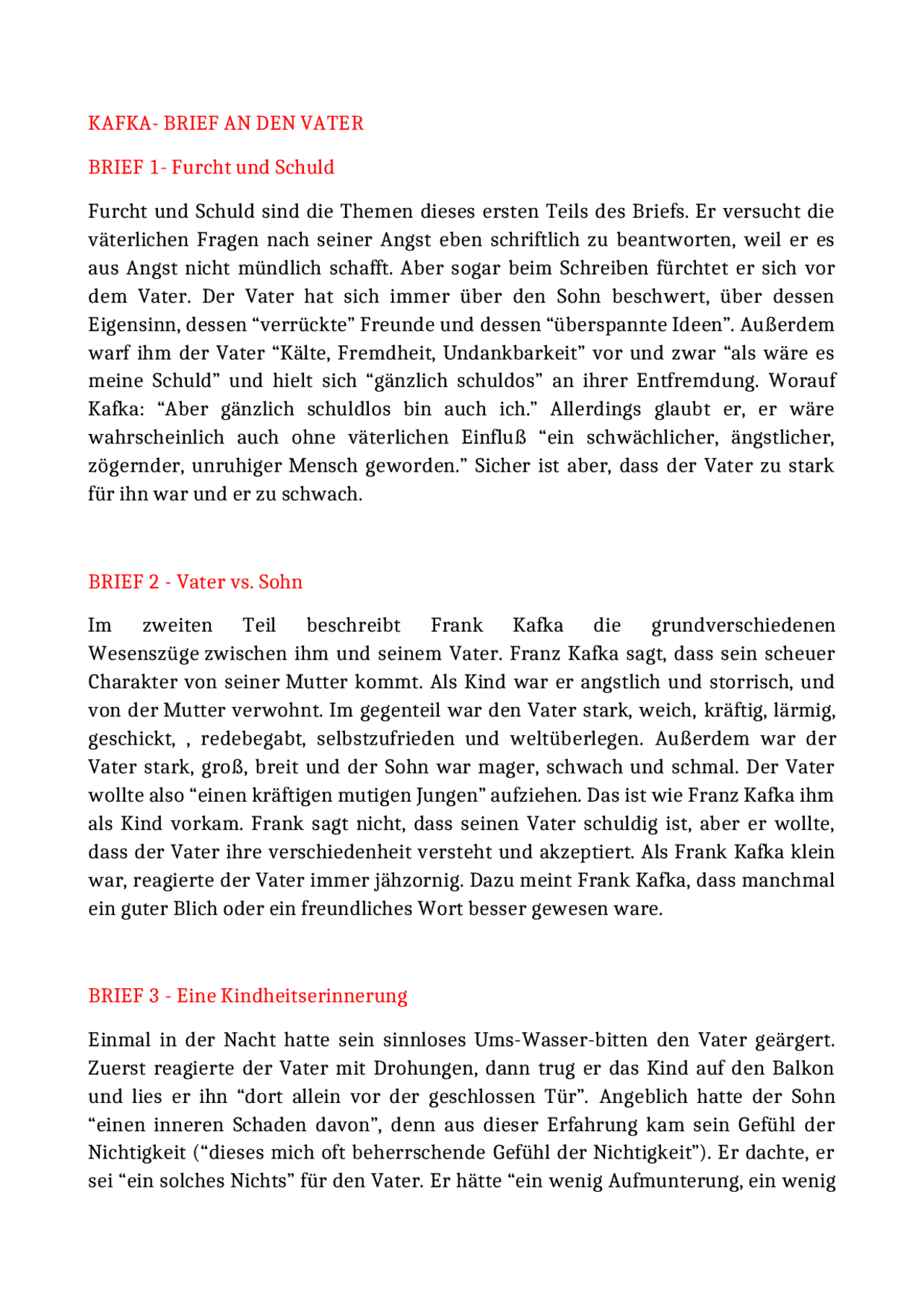 Riassunto Brief An Den Vater Kafka Docsity